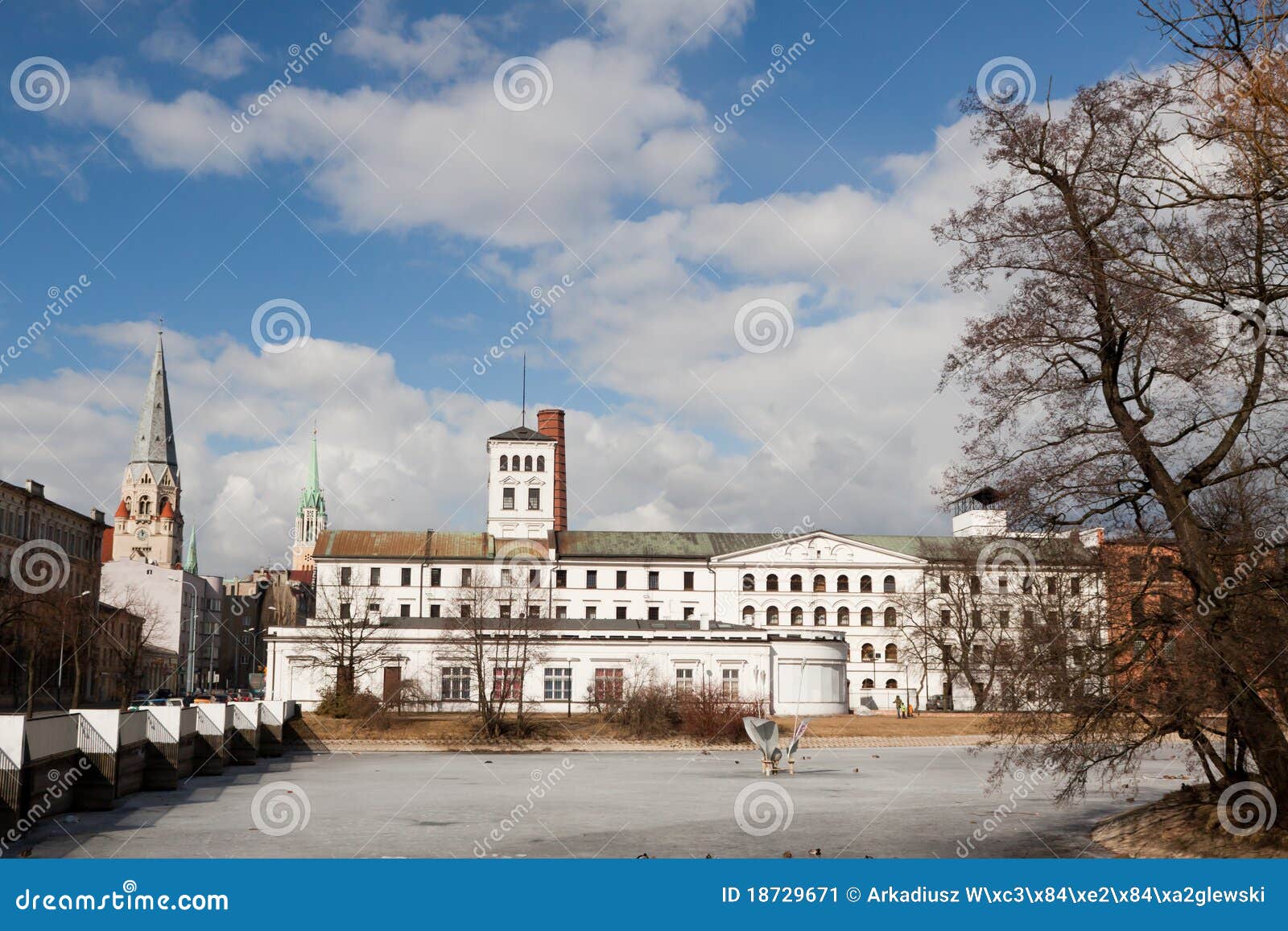 White Factory in Lodz, Poland Stock Image - Image of building, tree ...