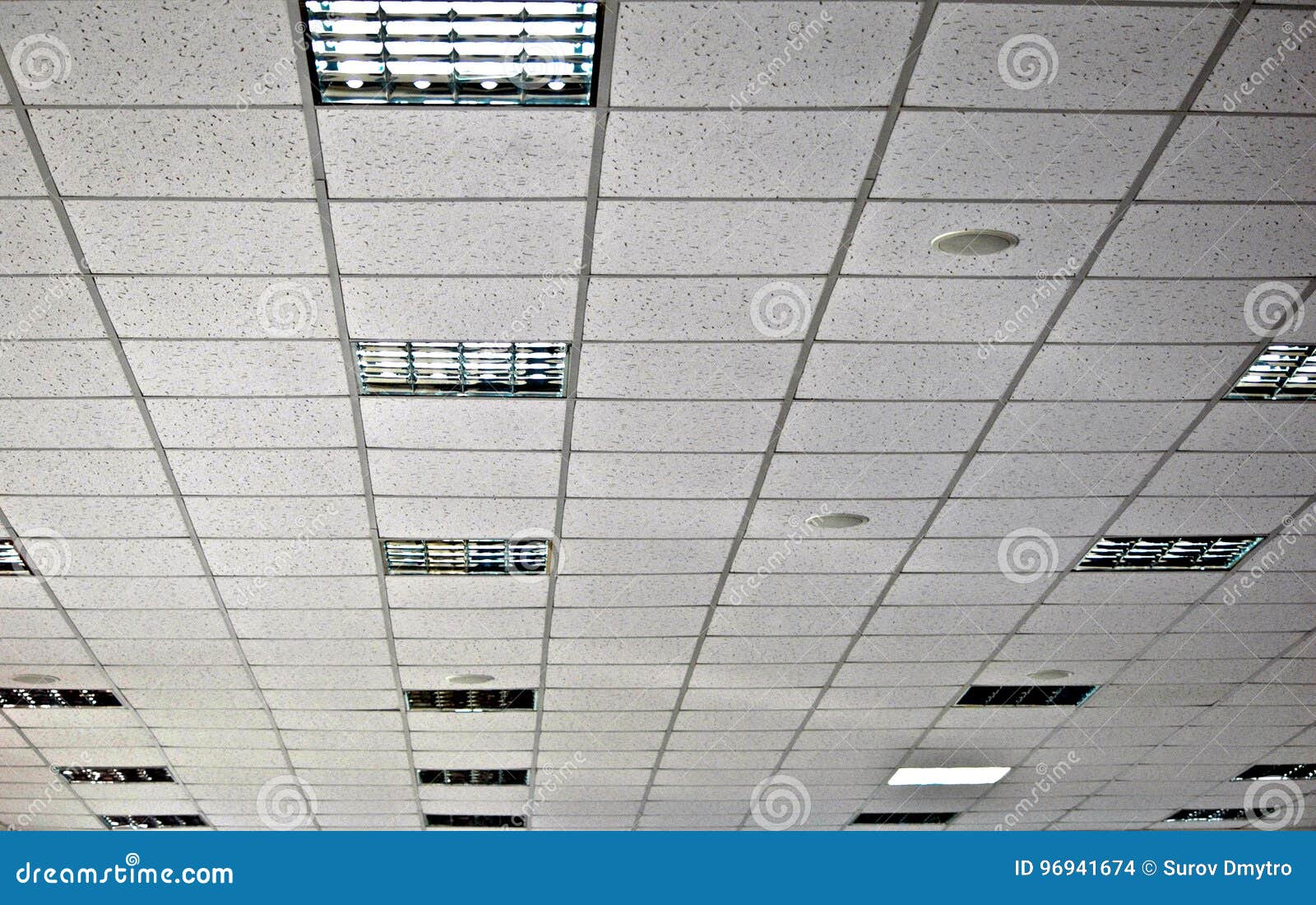 White False Ceiling and Incorporated Lamps Stock Photo - Image of ...