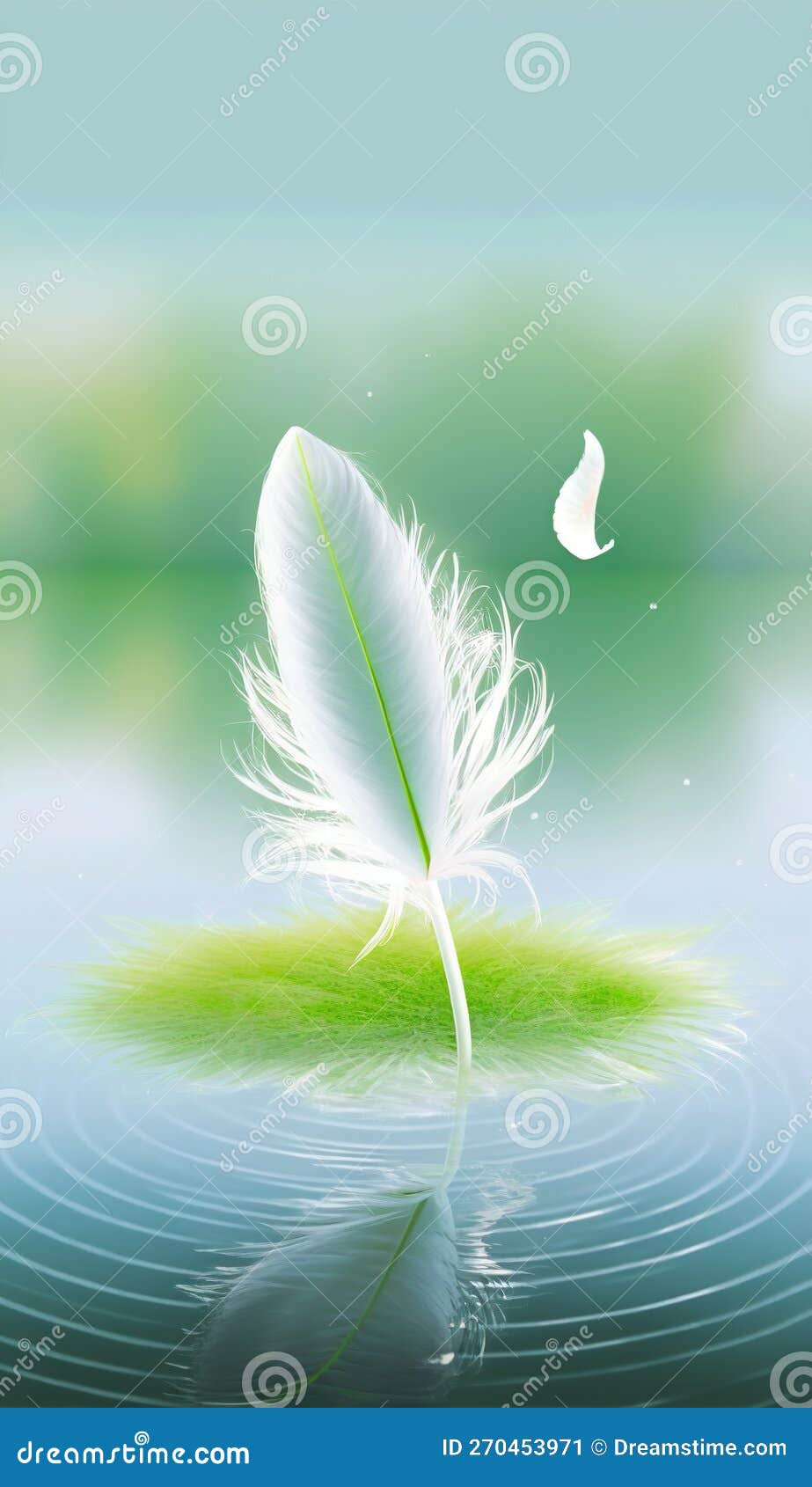 A White Feather Floating on Top of a Body of Water. Generative Ai Stock ...
