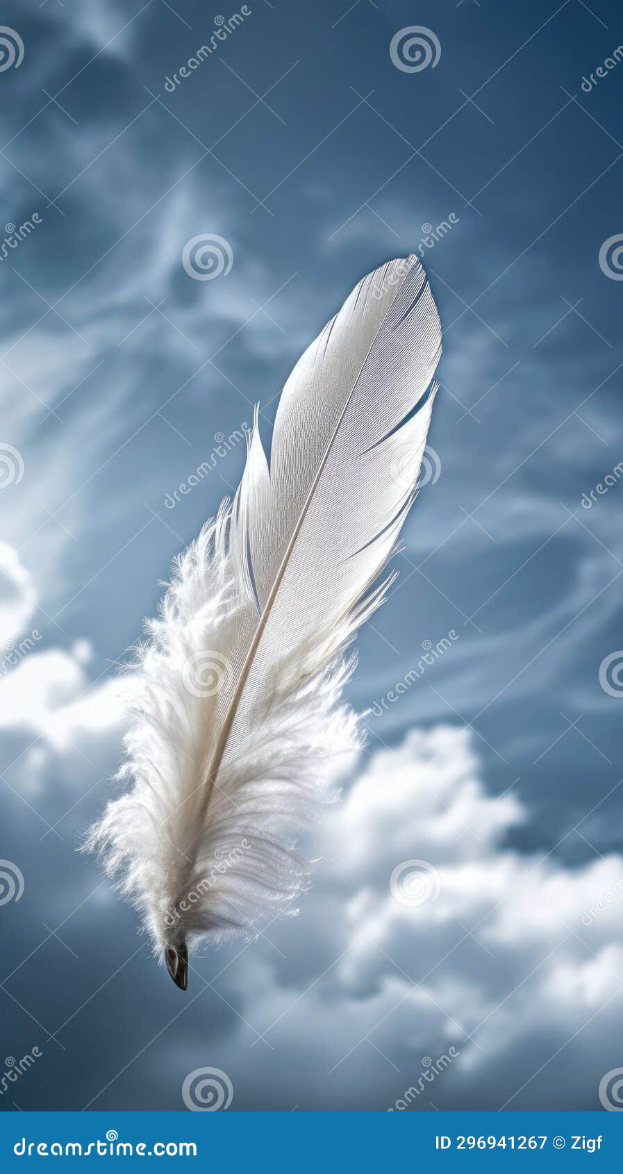 White Feather is Flying in the Sky Stock Illustration - Illustration of ...