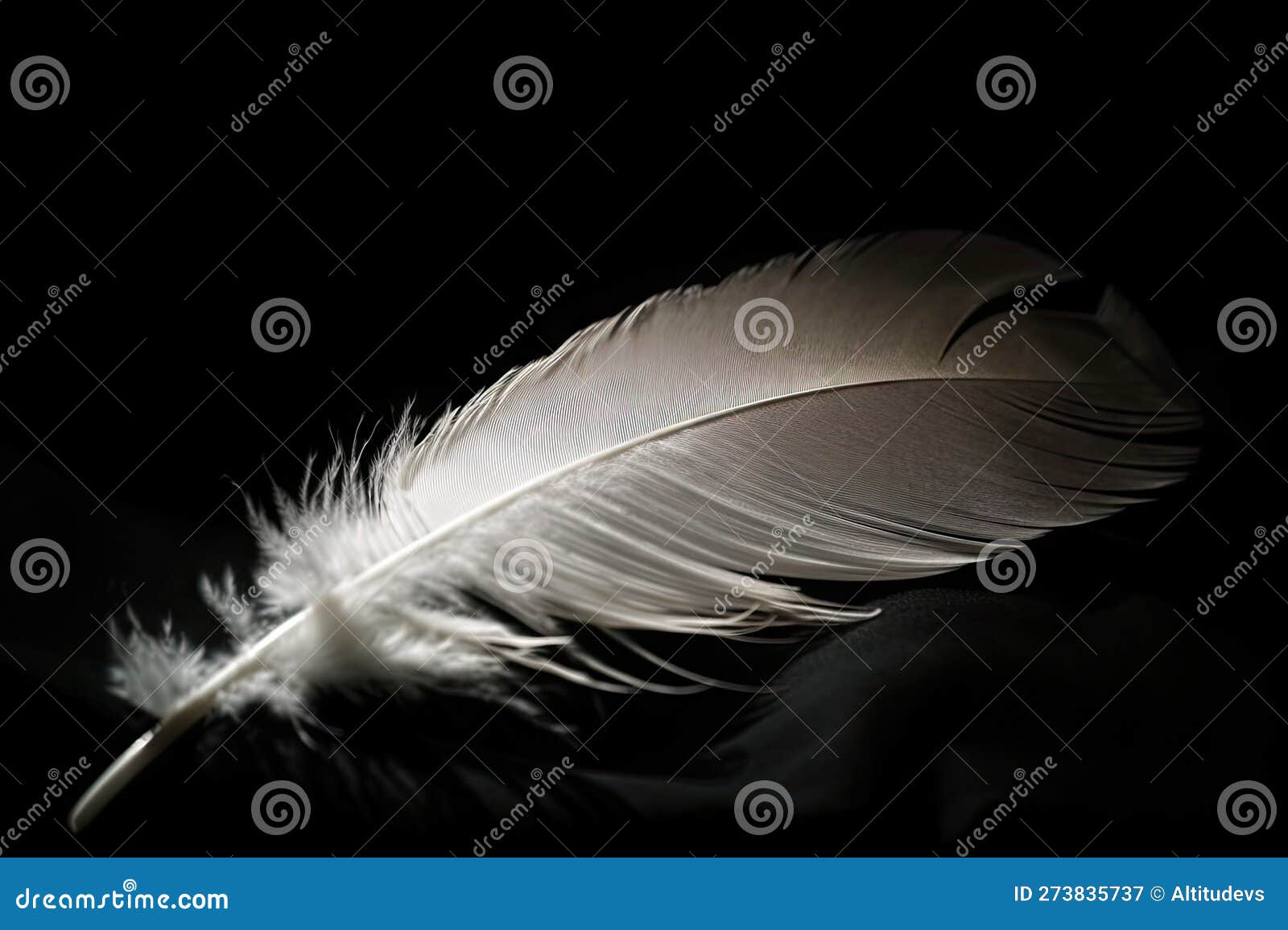 White Feather Resting on Black Background with Dramatic Effect Stock ...