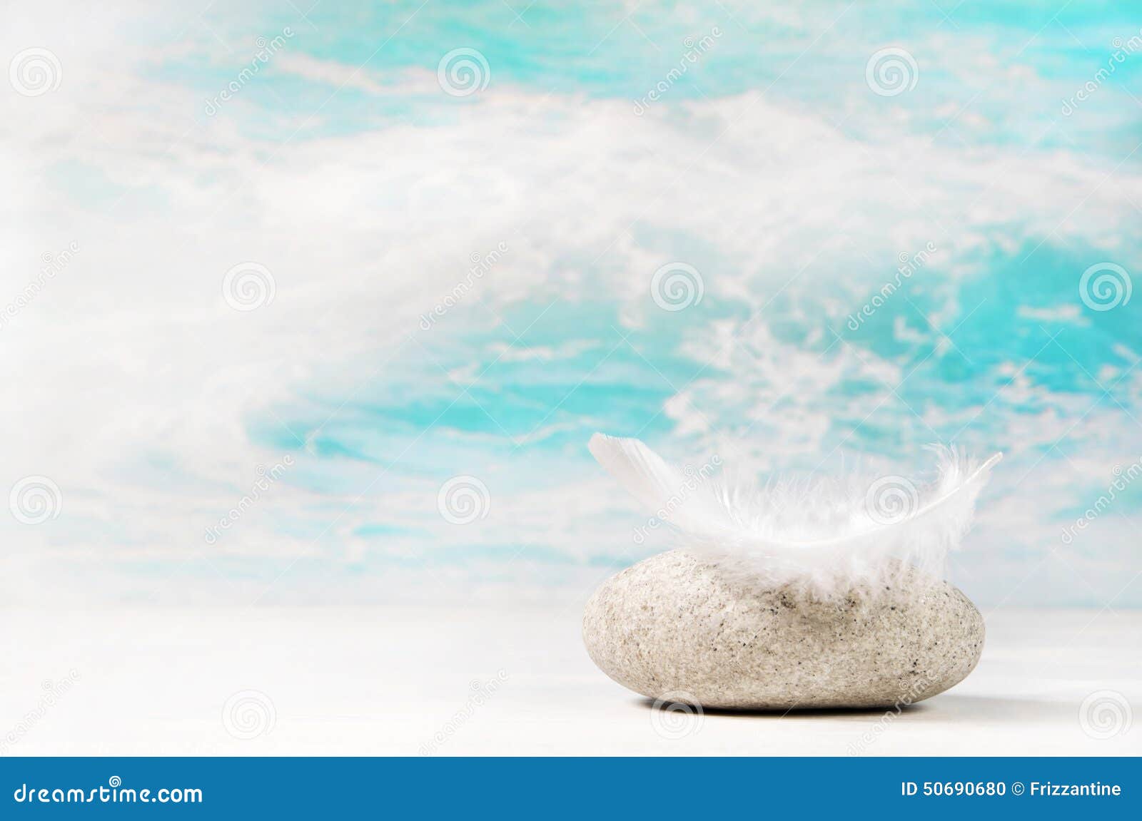 White Feather on a Stone: Background for a Condolence or Spa Con Stock ...