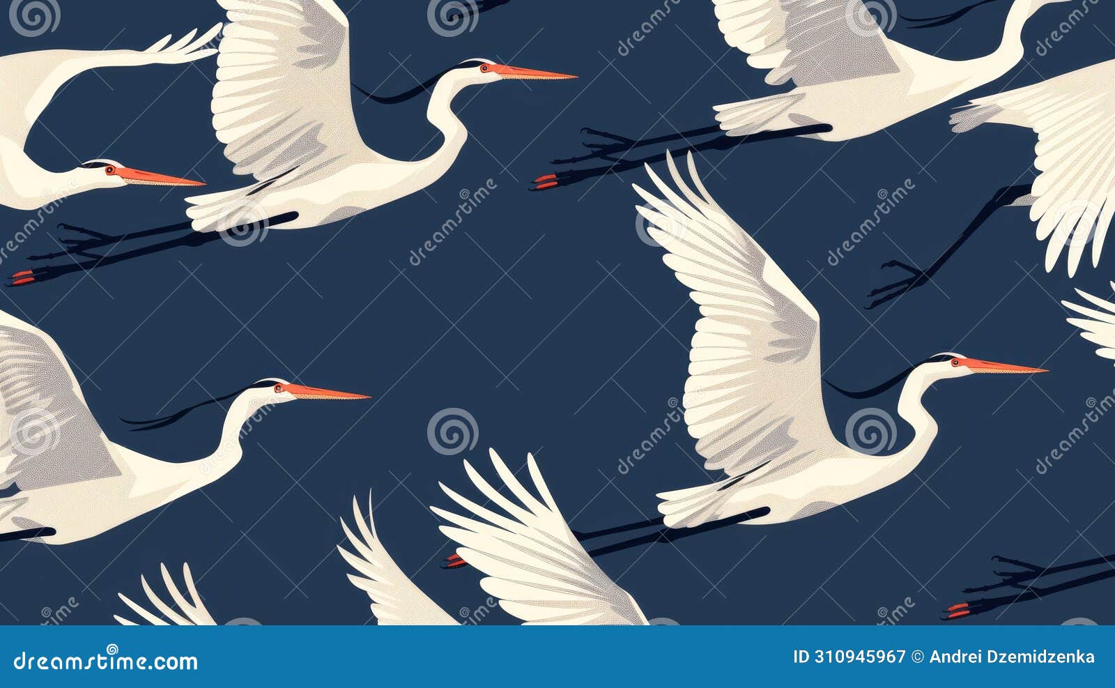 White Feathered Herons Flock Flying in the Sky, Endless Background ...