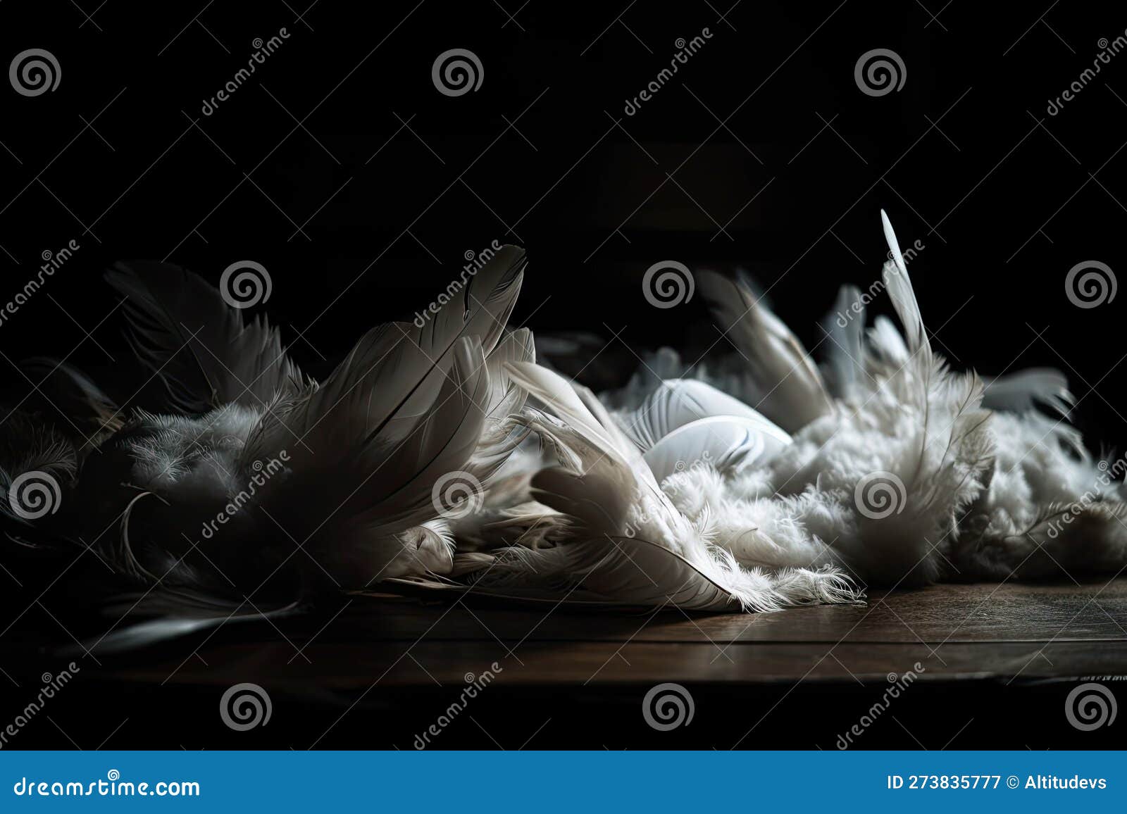 White Feathers in Dark Room, Casting Dramatic Shadows Stock ...