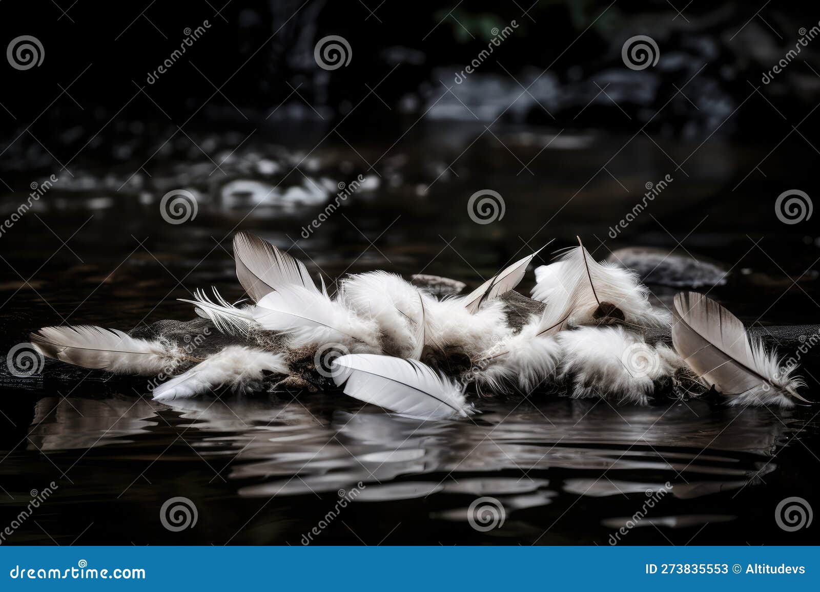 White Feathers Floating in a Stream of Water Stock Image - Image of ...