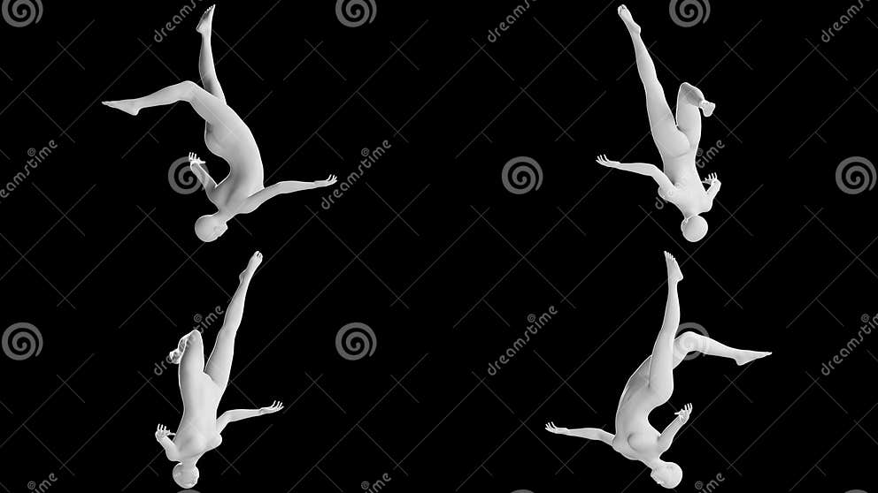 White Female Mannequin in Dynamic Upside-Down Flipping Pose Isolated on ...