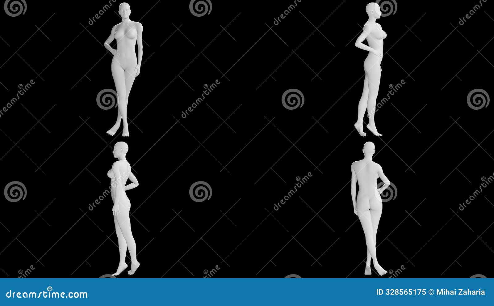 White Female Mannequin Standing in Relaxed Pose, Isolated on Black ...