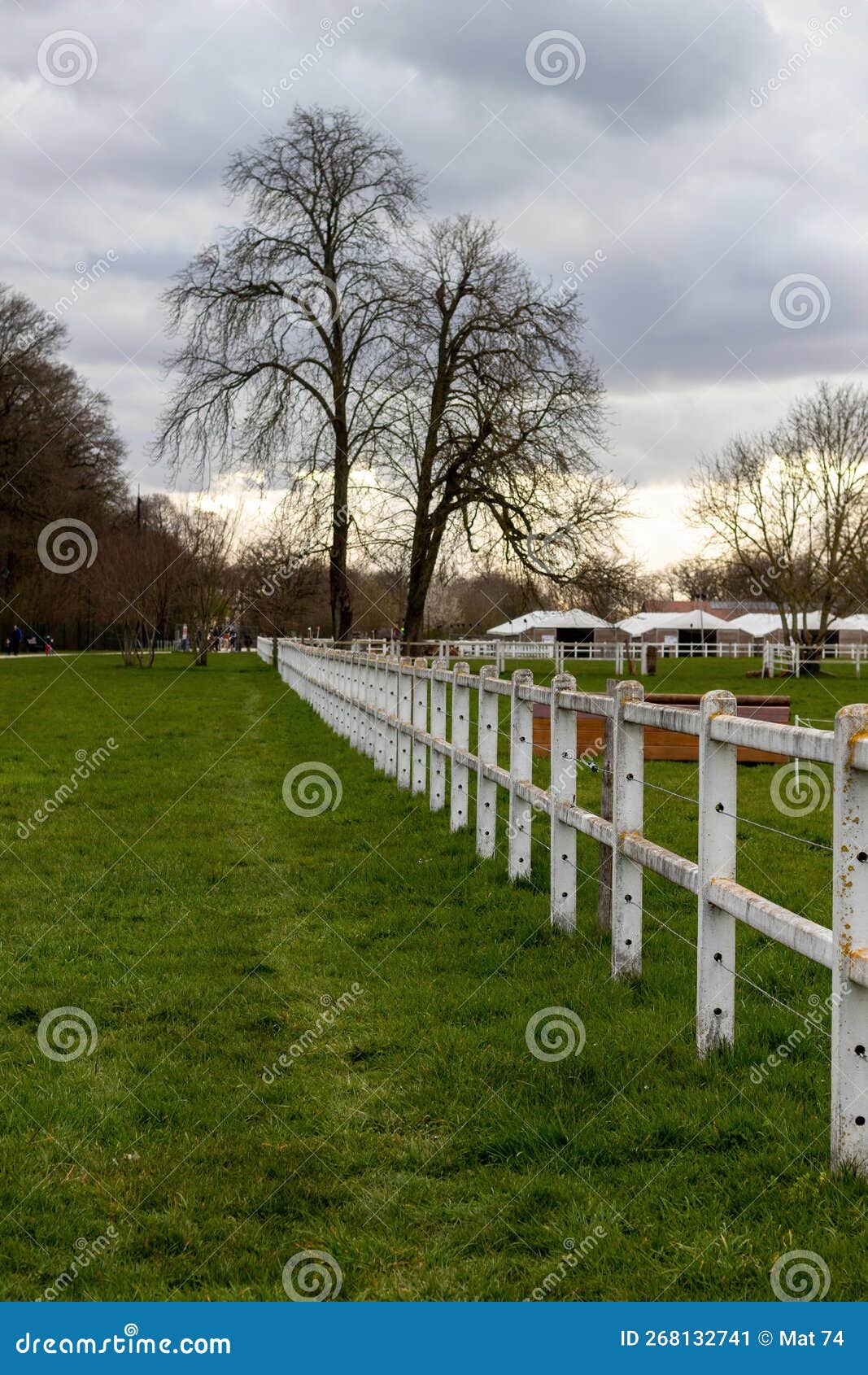 White fence in the field stock image. Image of outdoors - 268132741
