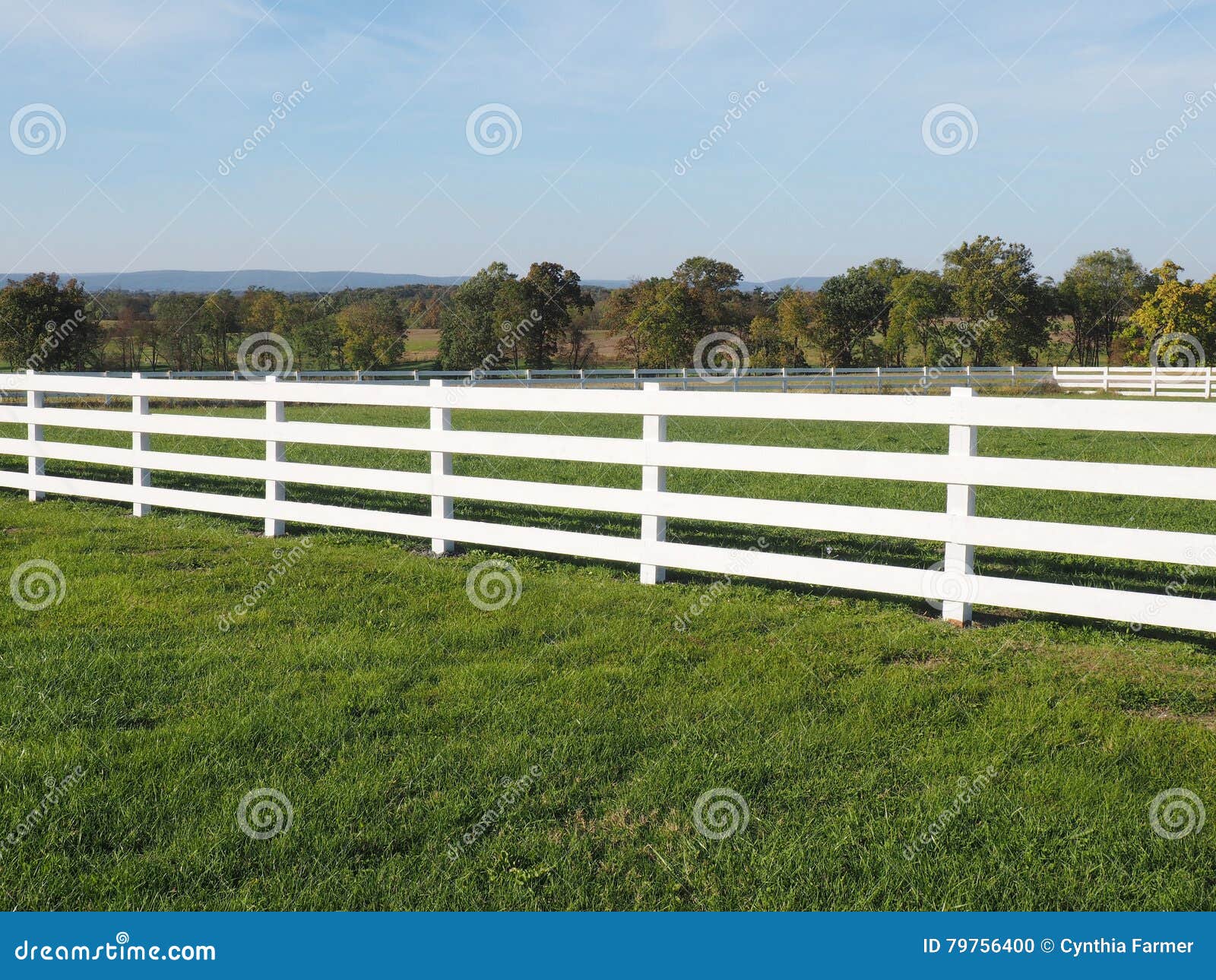 White fence by a field stock photo. Image of fence, high - 79756400