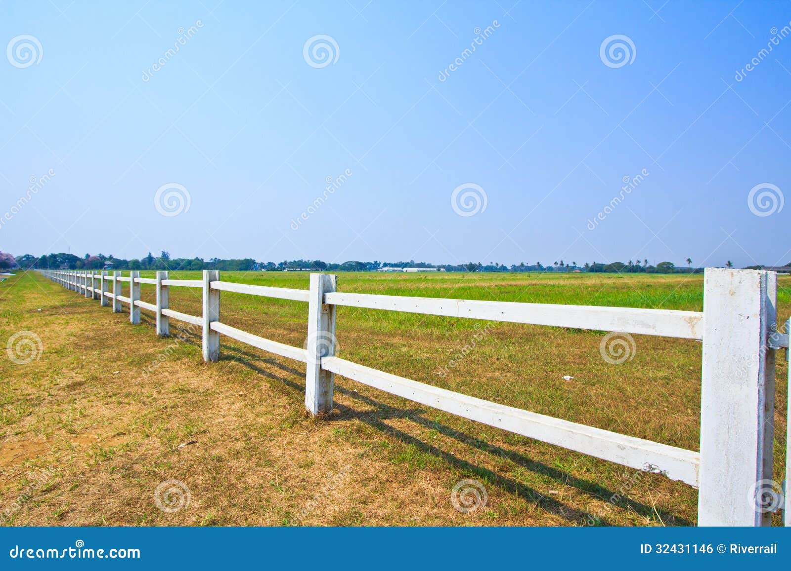 White fence in the field stock photo. Image of freedom - 32431146