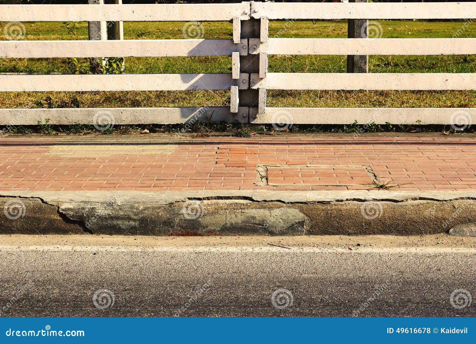 White fence and footpath stock photo. Image of beauty - 49616678