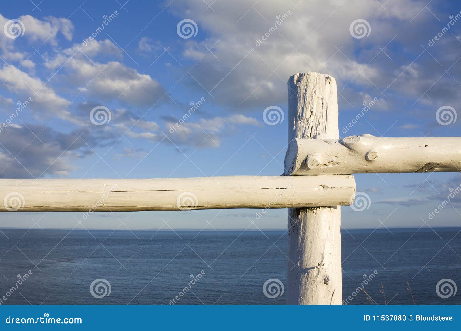 White Fence Overlooking Atlantic Ocean Stock Photo - Image of shore ...