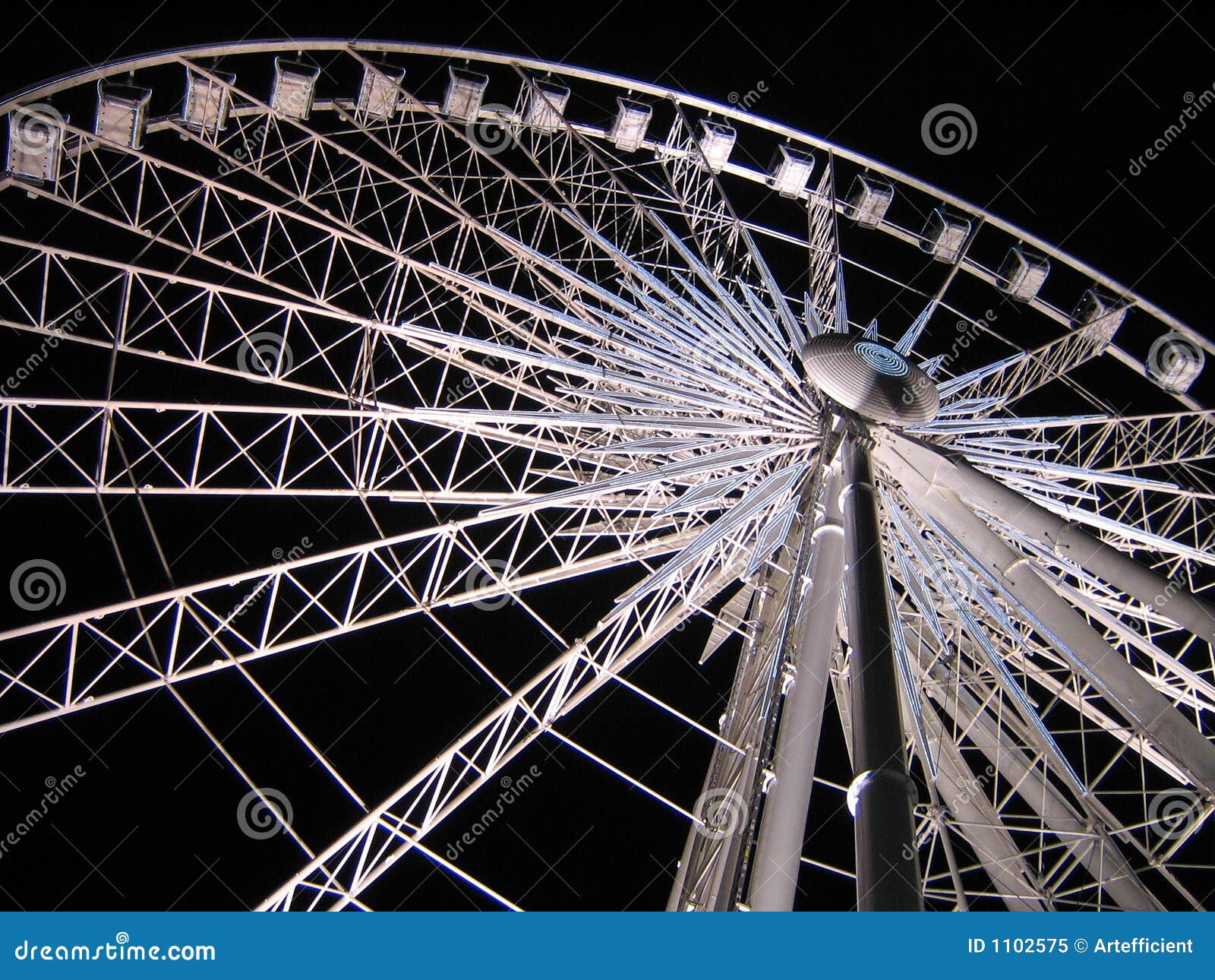White Ferris Wheel Over Dark Night Sky Stock Image - Image of black ...
