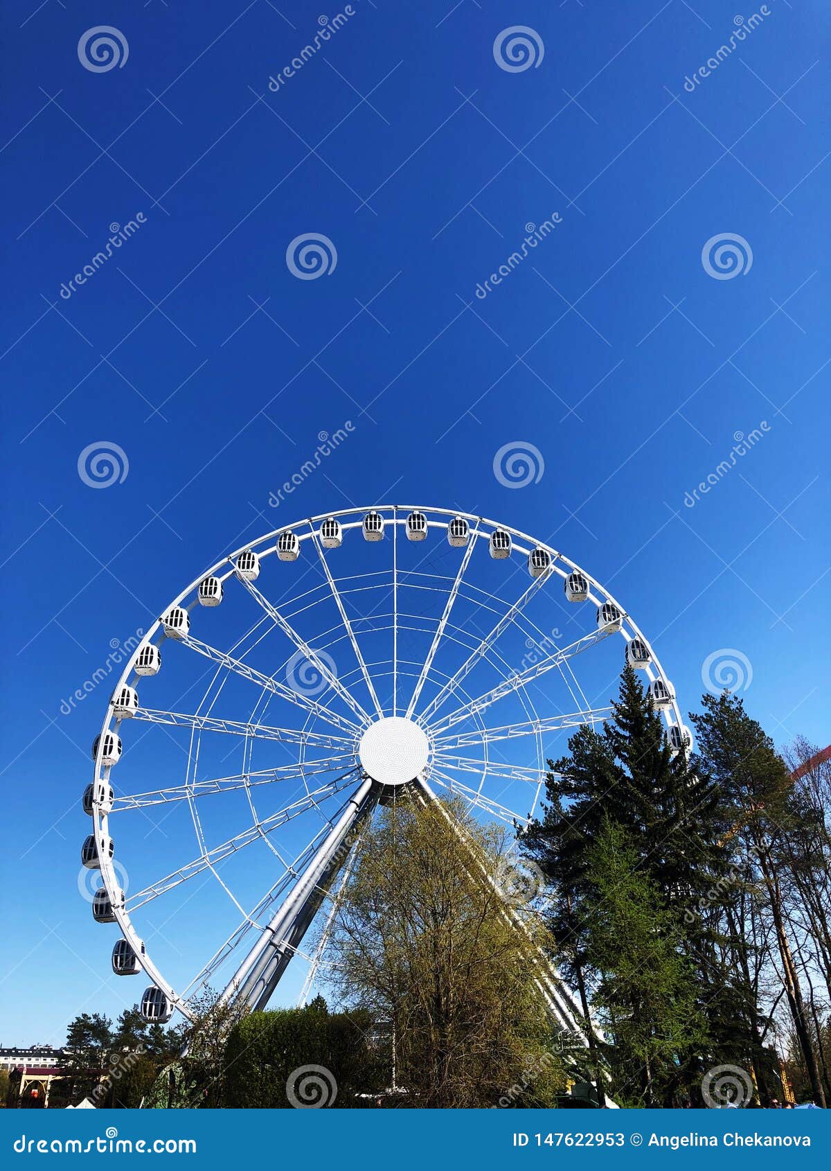 White Ferris Wheel in the Park View Stock Image - Image of blue, wheel ...