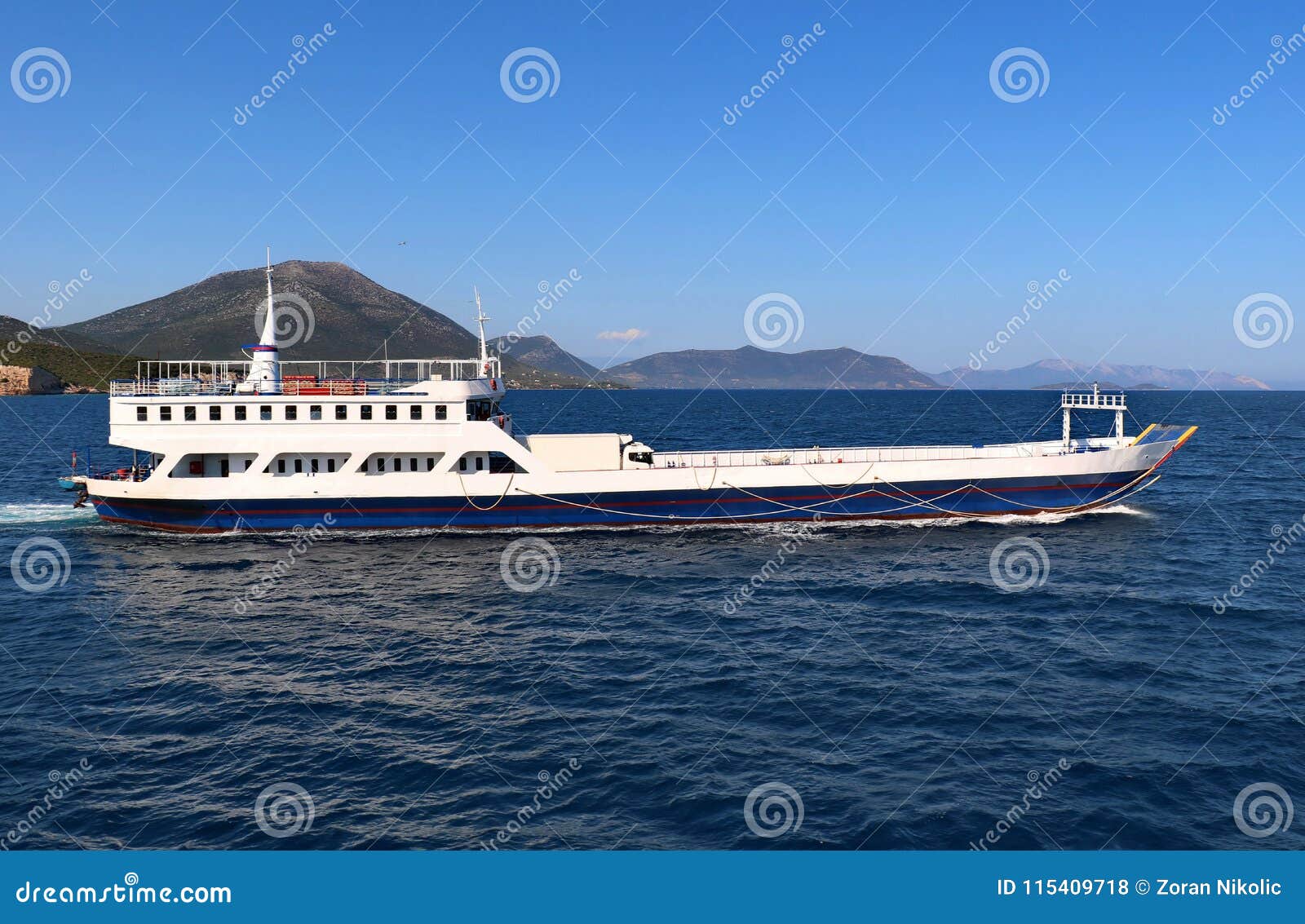 White Ferry Sailing in a Sunny Day Stock Photo - Image of looking ...