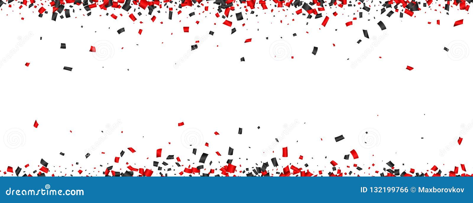 White Festive Banner with Red and Black Paper Confetti. Stock Vector ...