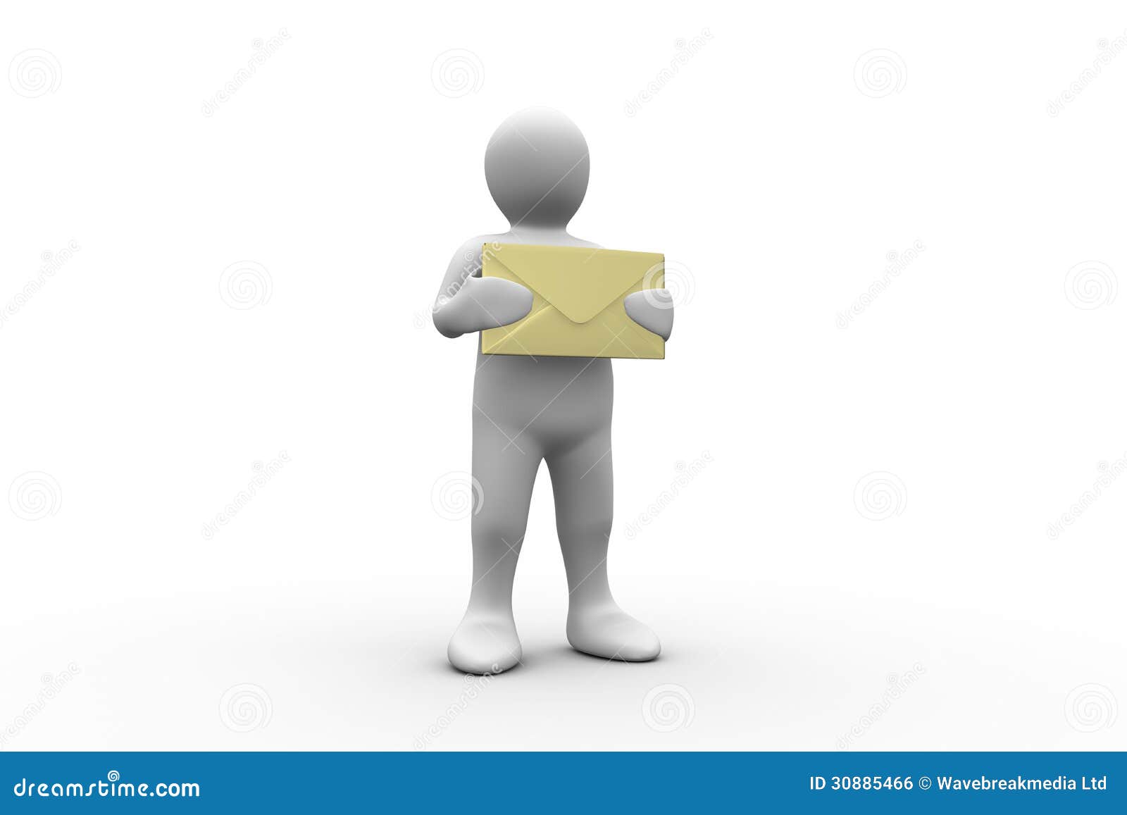 White Figure Holding a Big Brown Envelope Stock Illustration ...