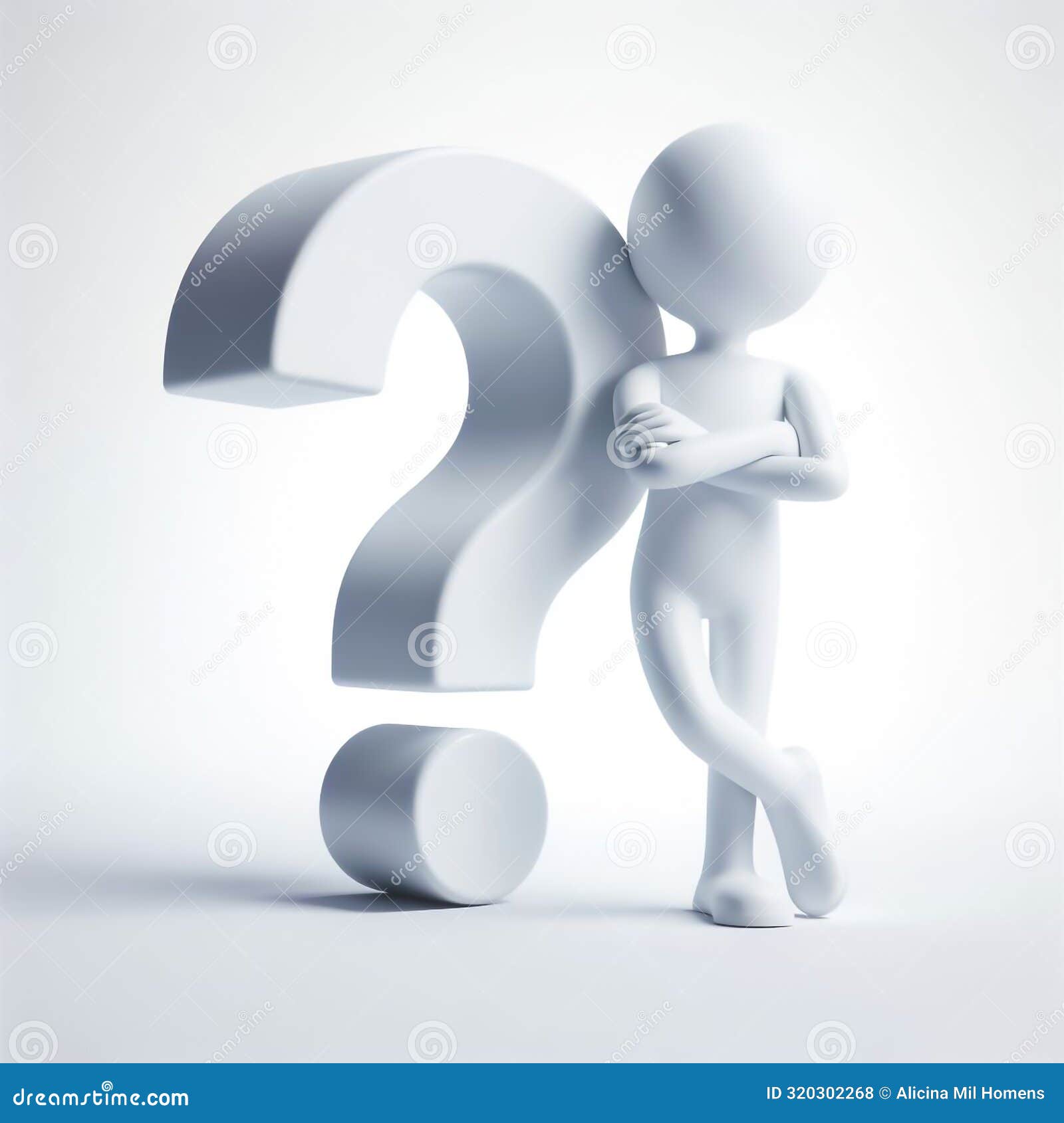 White Figure Illustration with Question Mark As a Sign of Doubt or ...