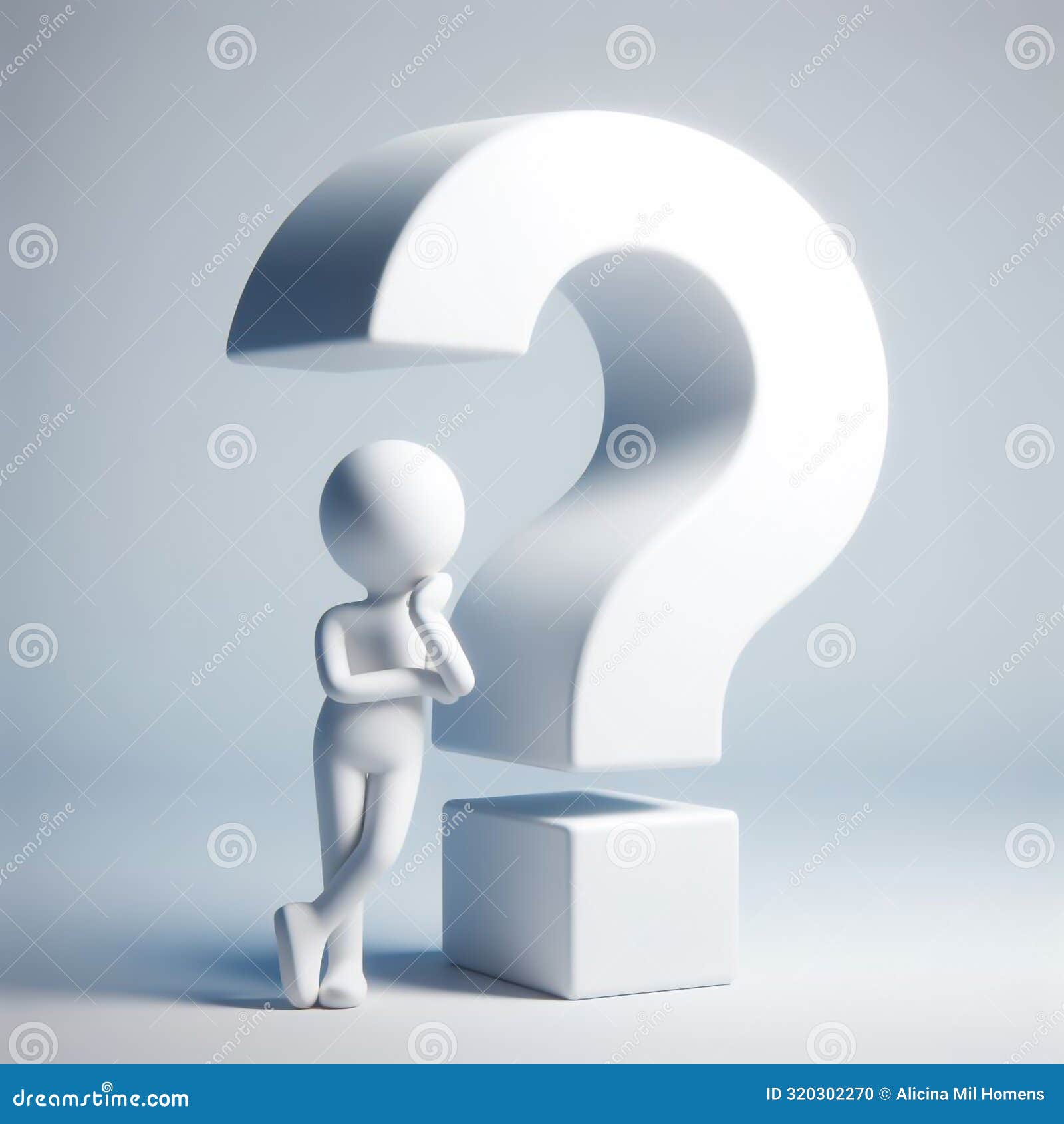 White Figure Illustration with Question Mark As a Sign of Doubt or ...