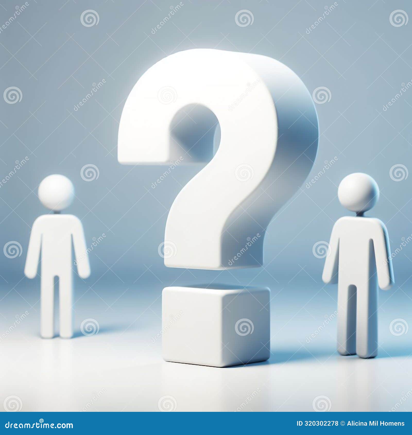 White Figure Illustration with Question Mark As a Sign of Doubt or ...