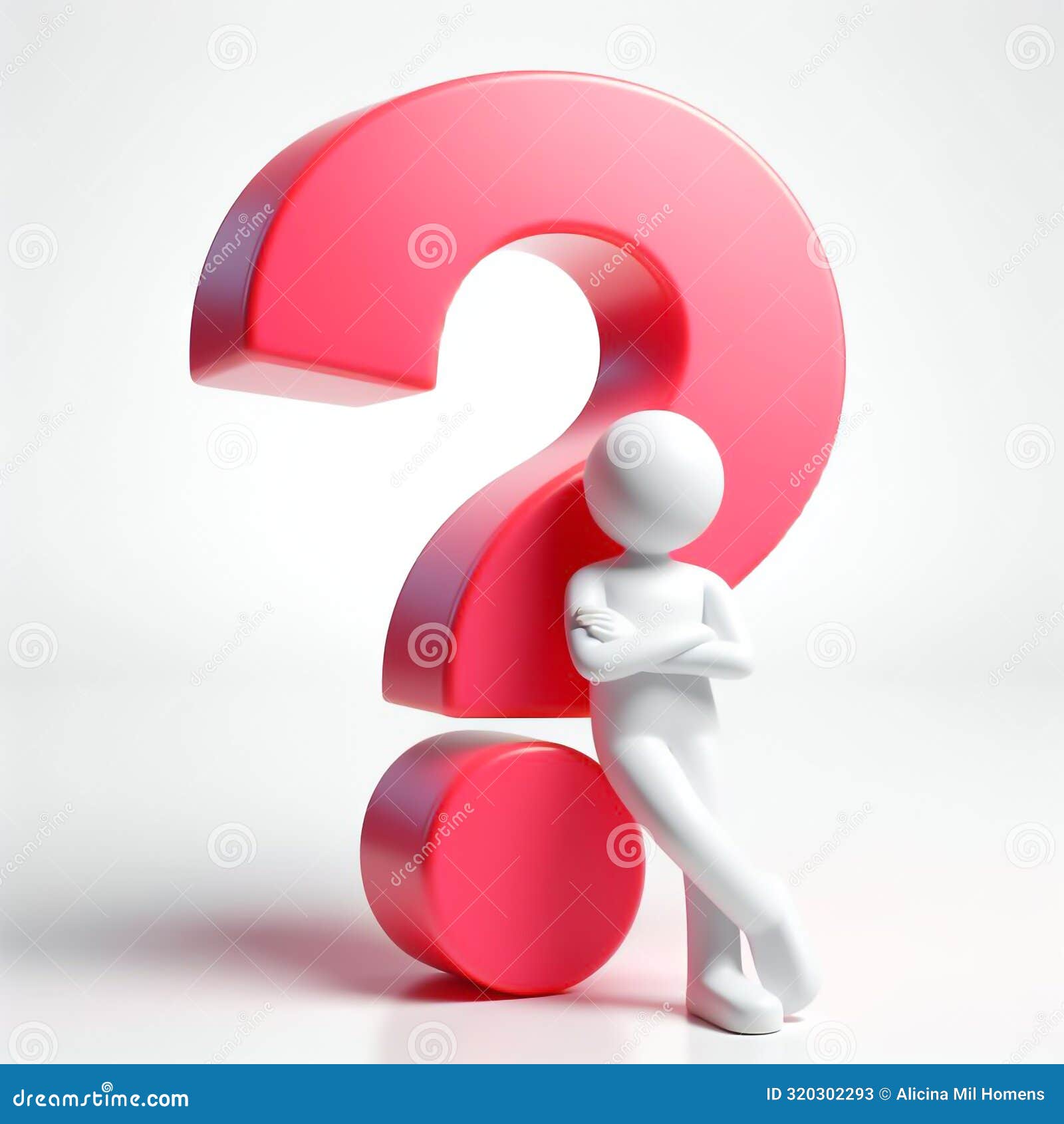 White Figure Illustration with Question Mark As a Sign of Doubt or ...