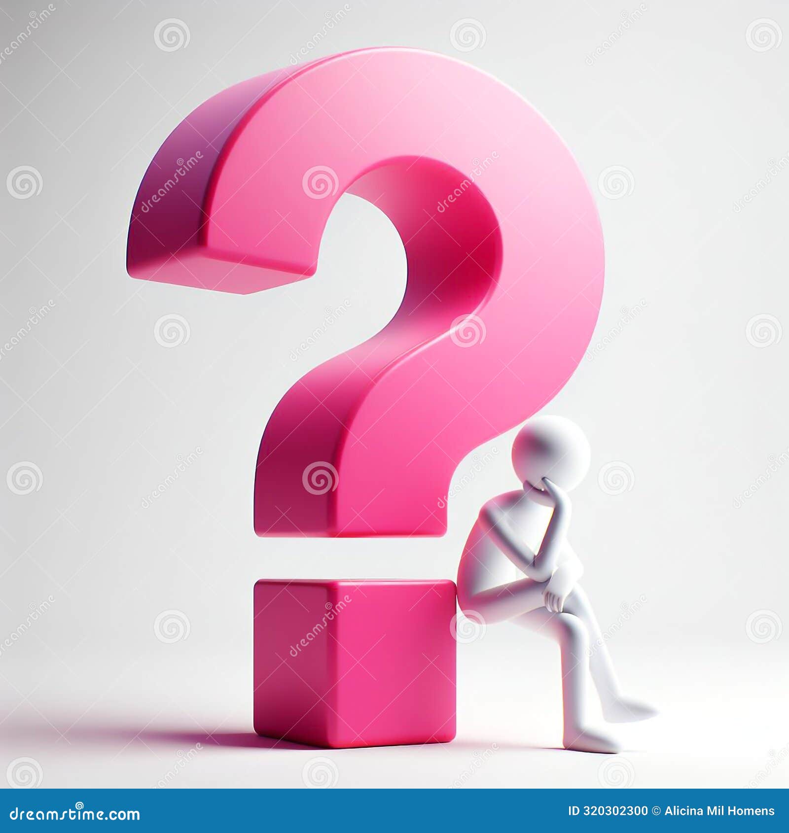 White Figure Illustration with Question Mark As a Sign of Doubt or ...
