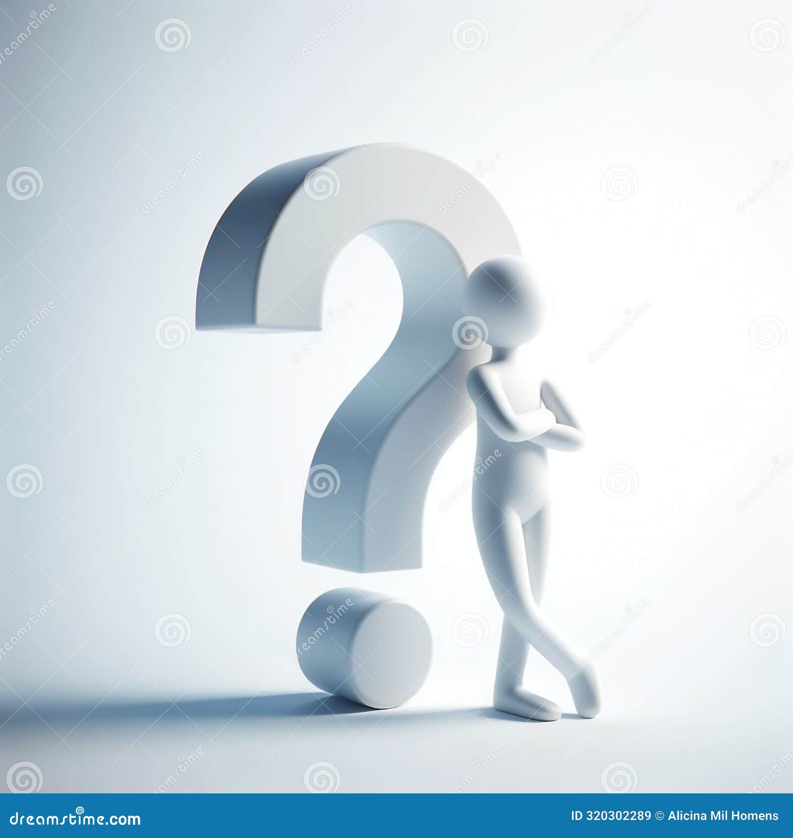 White Figure Illustration with Question Mark As a Sign of Doubt or ...