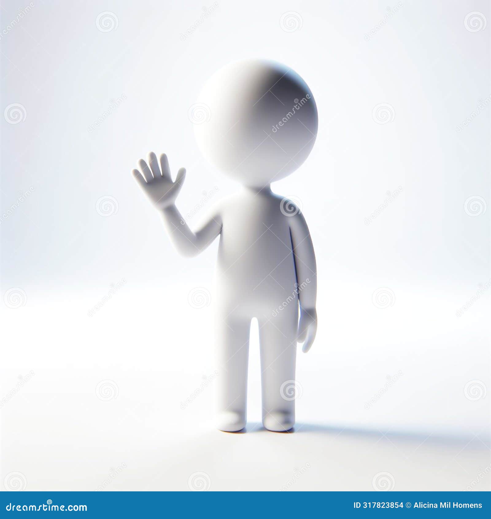 White Figure Illustration Saying Hello with Hand, Isolated on White ...