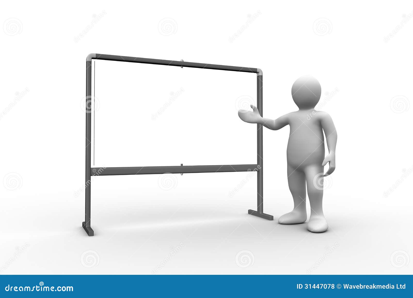 White Figure Pointing To Whiteboard Stock Illustration - Illustration ...