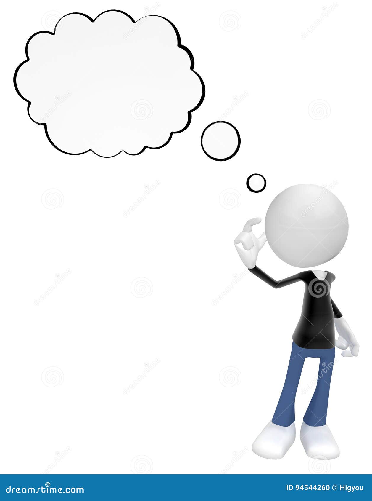 White Figure, Thought Bubble Stock Illustration - Illustration of ...