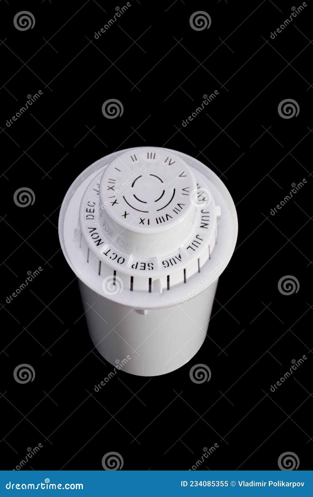 White Filter for Water Purification Isolated on Black Background. View ...