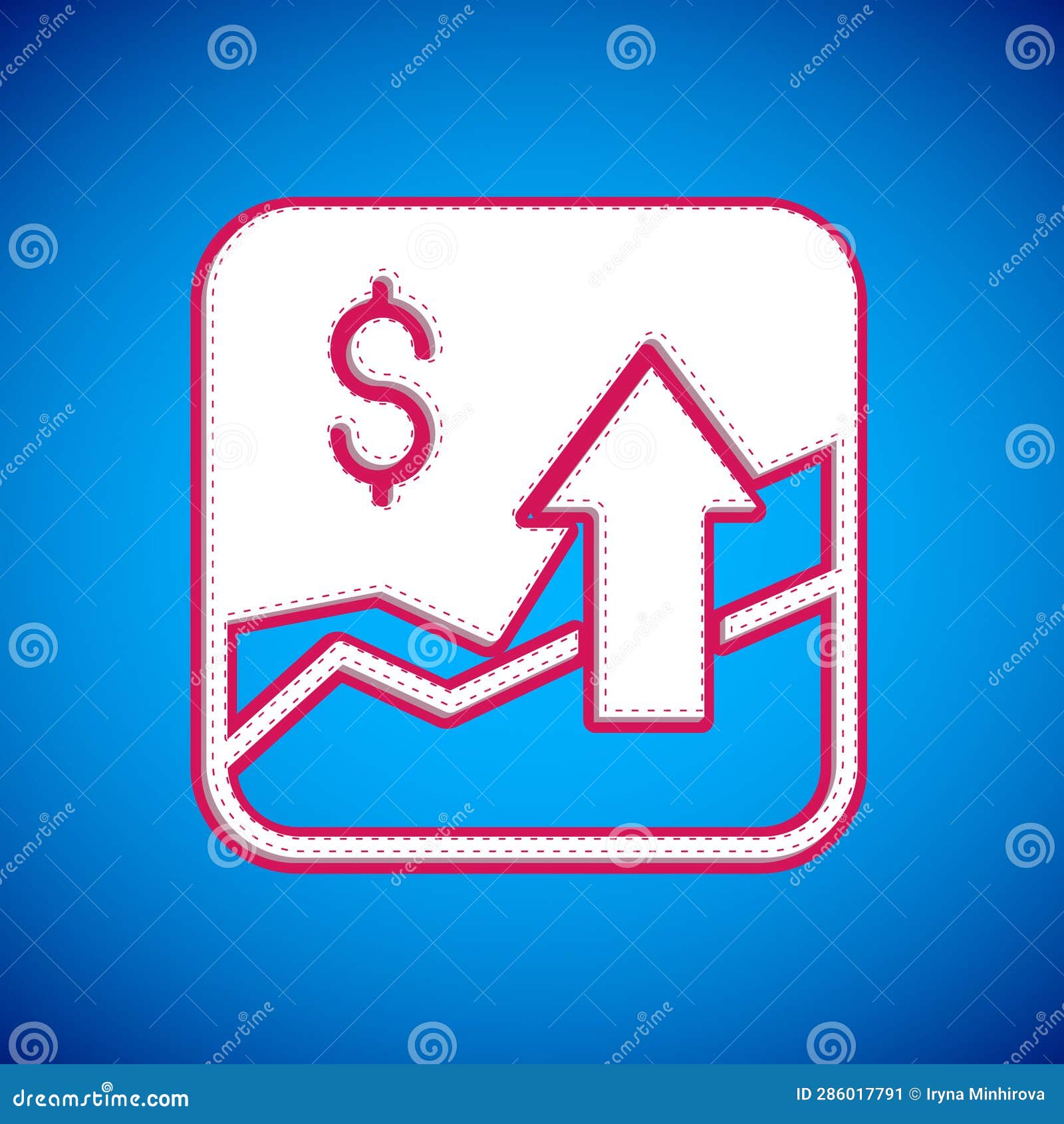 White Financial Growth Increase Icon Isolated on Blue Background. Increasing Revenue Stock ...