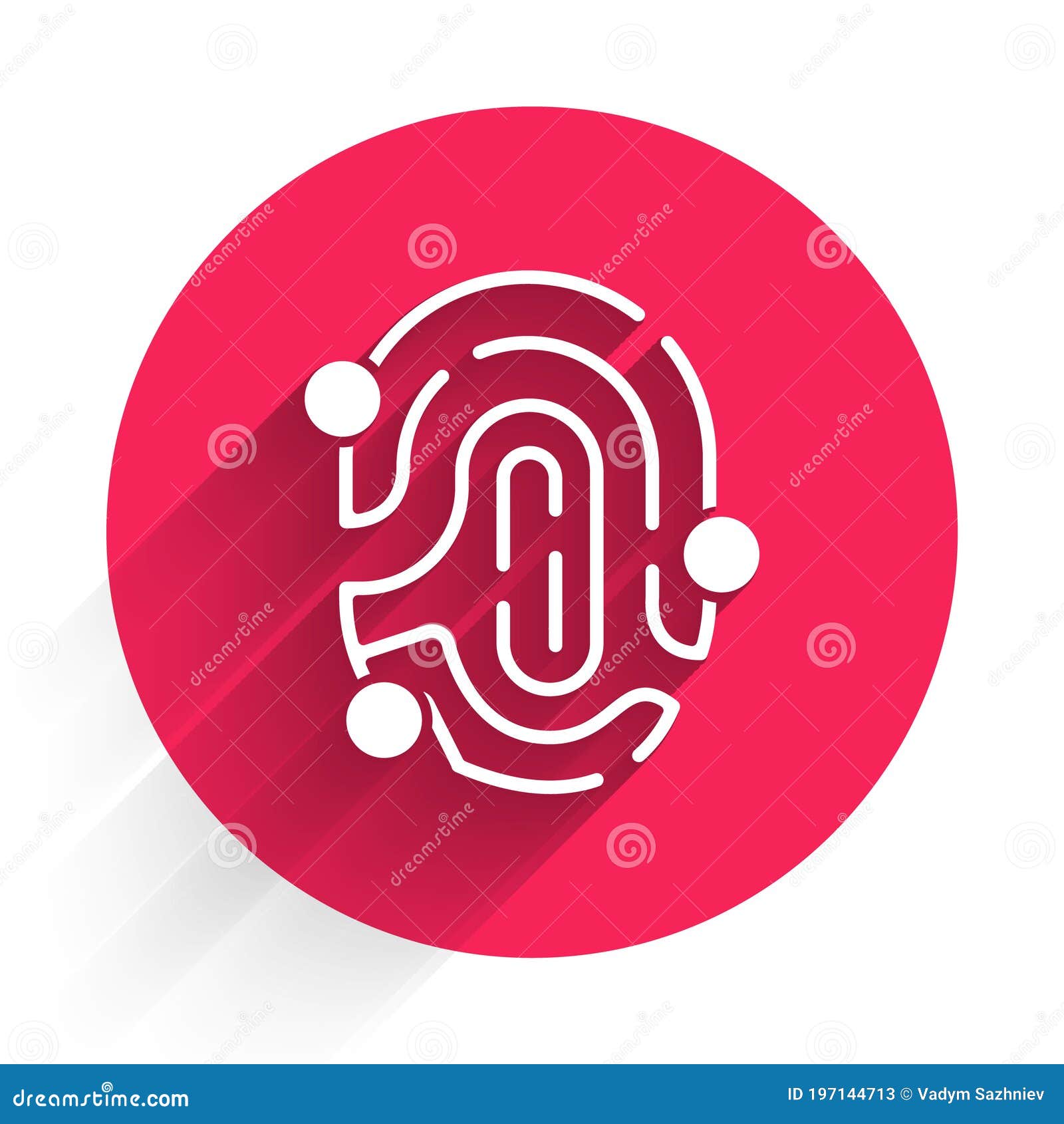 White Fingerprint Icon Isolated with Long Shadow. ID App Icon ...