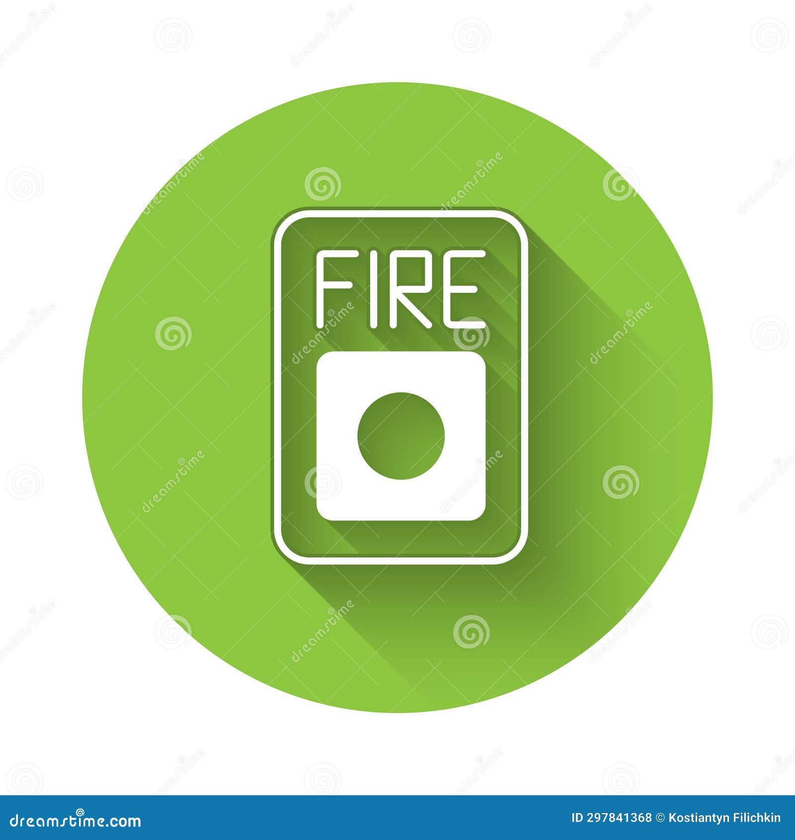 White Fire Alarm System Icon Isolated with Long Shadow Background. Pull ...