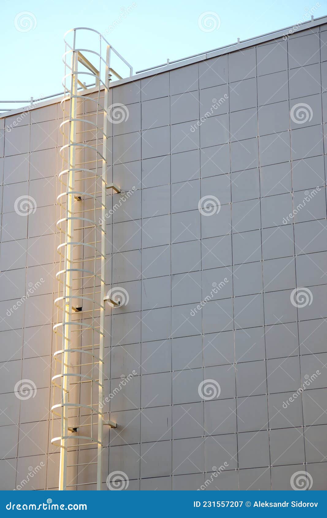 White Fire Escape Against a Smooth Wall Background, Architectural ...