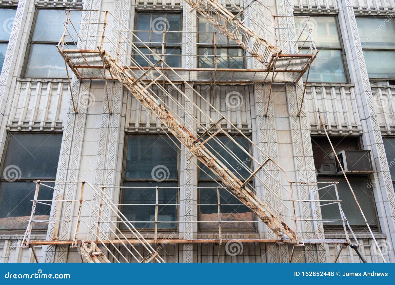 Fire Escape on an Old White Skyscraper in Downtown Chicago Stock Photo ...