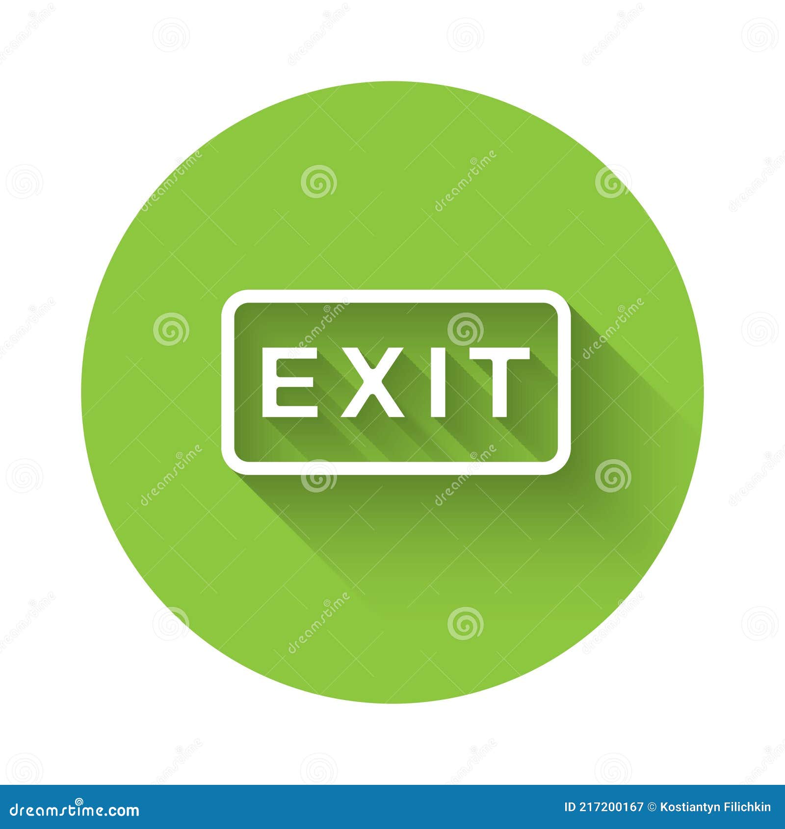 White Fire Exit Icon Isolated with Long Shadow. Fire Emergency Icon ...