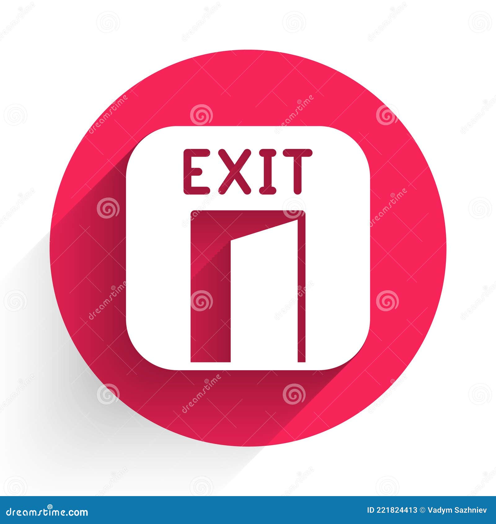 White Fire Exit Icon Isolated with Long Shadow. Fire Emergency Icon ...