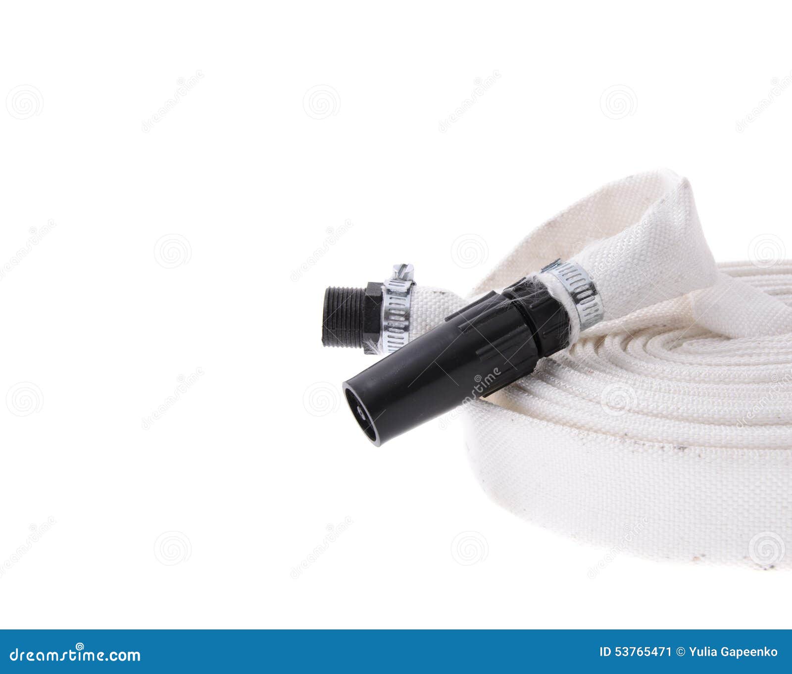 White Fire Hose Isolated stock image. Image of objects - 53765471