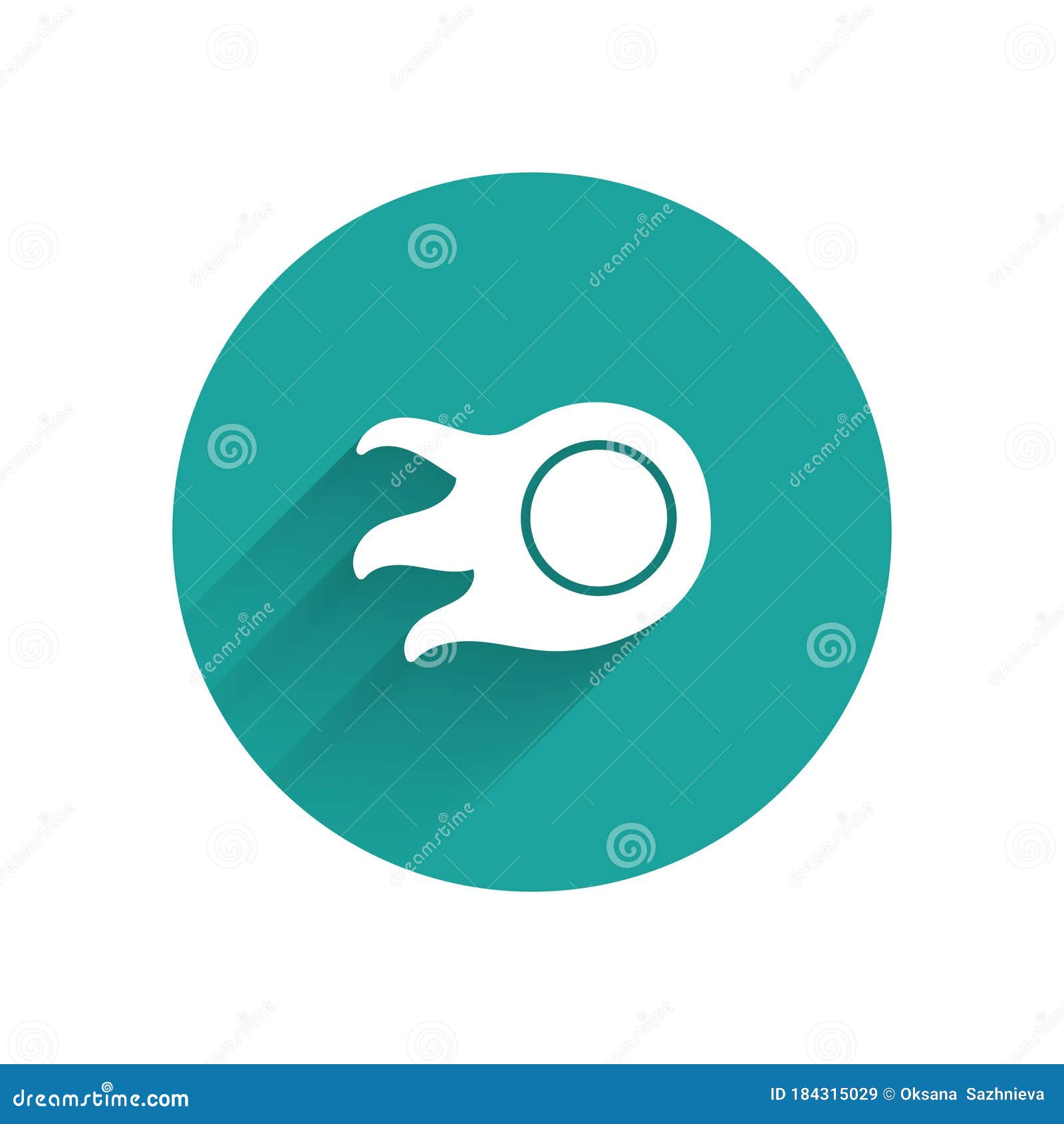 White Fireball Icon Isolated with Long Shadow. Green Circle Button ...