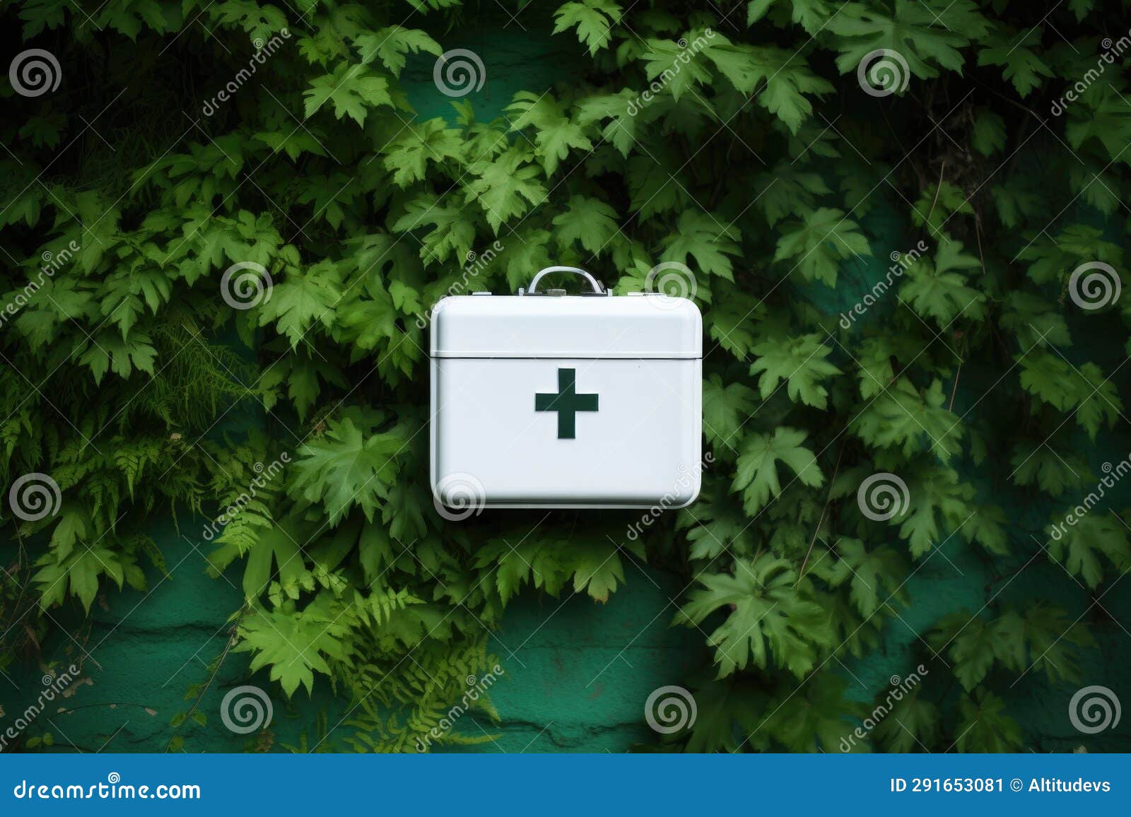 A White First Aid Box on a Green Wall Stock Image - Image of medical ...