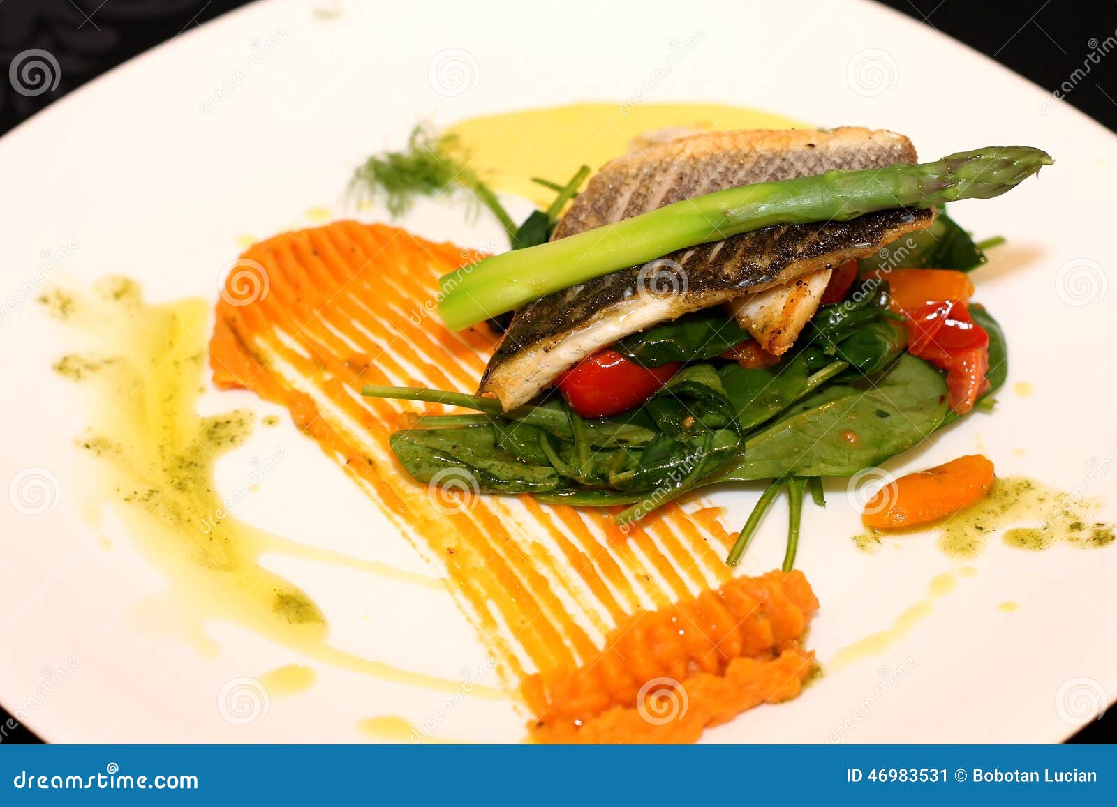 White fish with asparagus stock image. Image of plate - 46983531