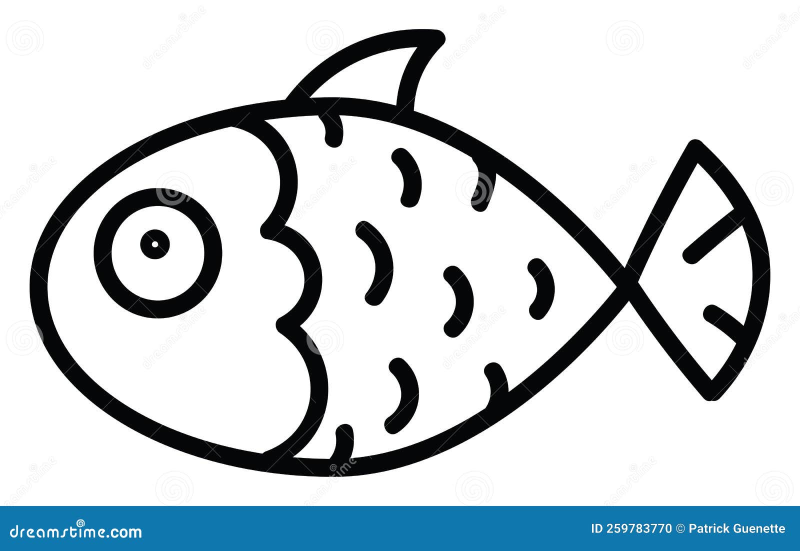 White Fish with Big Scales, Icon Stock Vector - Illustration of graphic ...