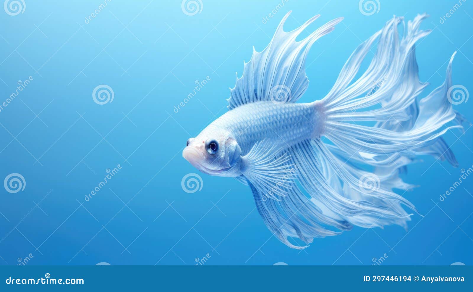 A White Fish with a Blue Background, Copyspace, Place for Text Stock ...