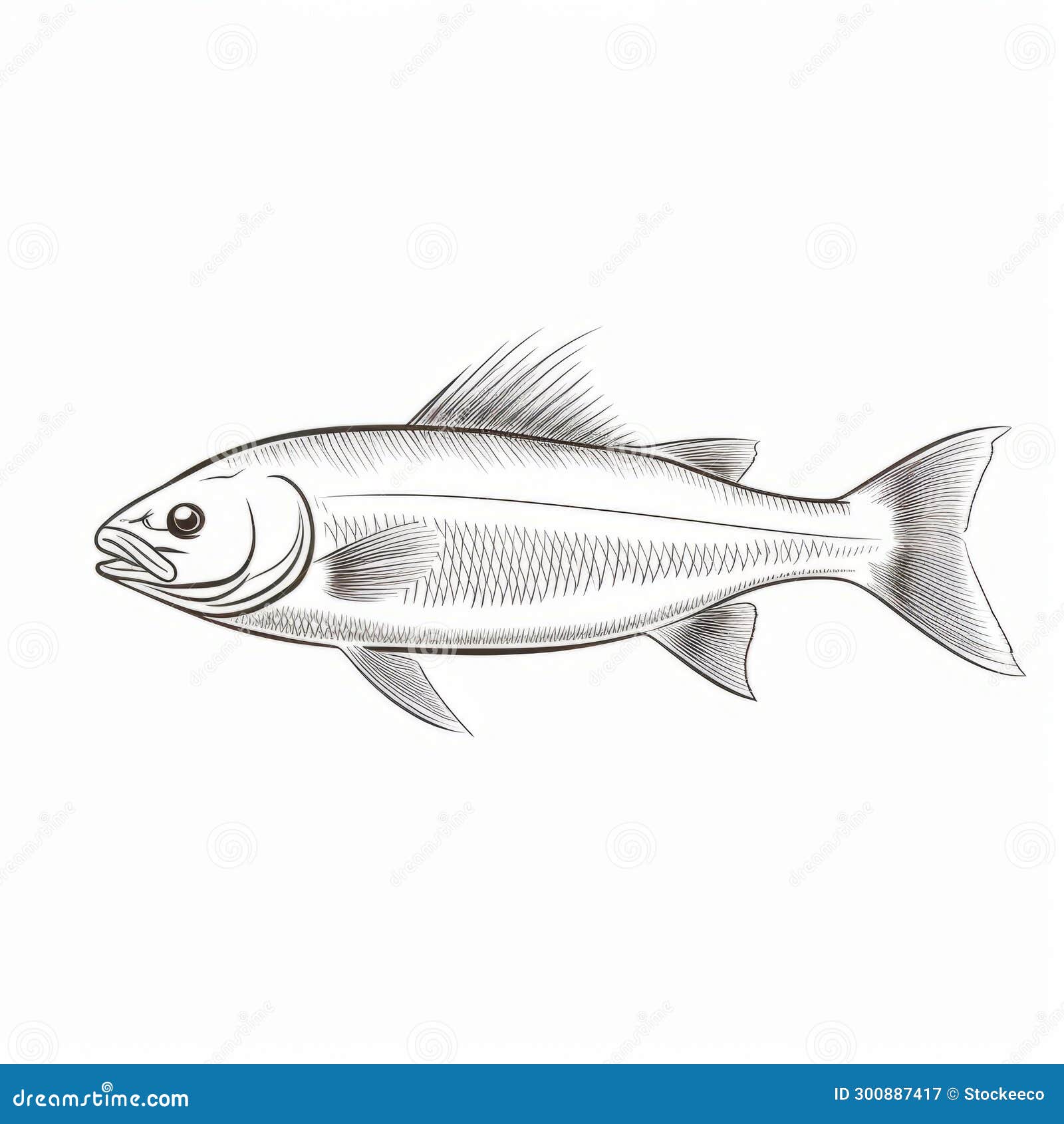 Sleek Fish Illustration Sketch on White Background - Neil Welliver ...