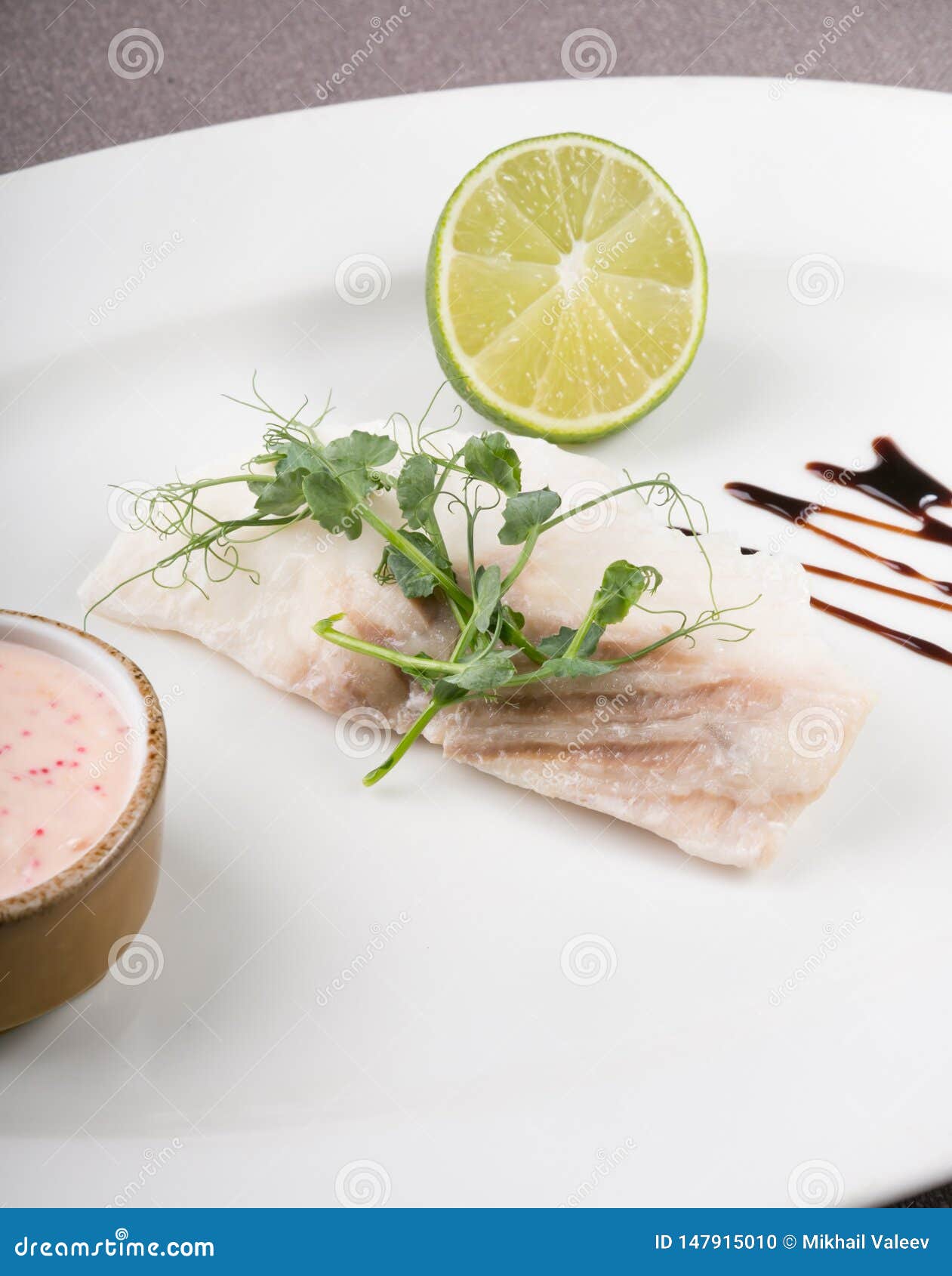 White Fish Fillet Served with Lime Stock Photo - Image of portion, meal ...