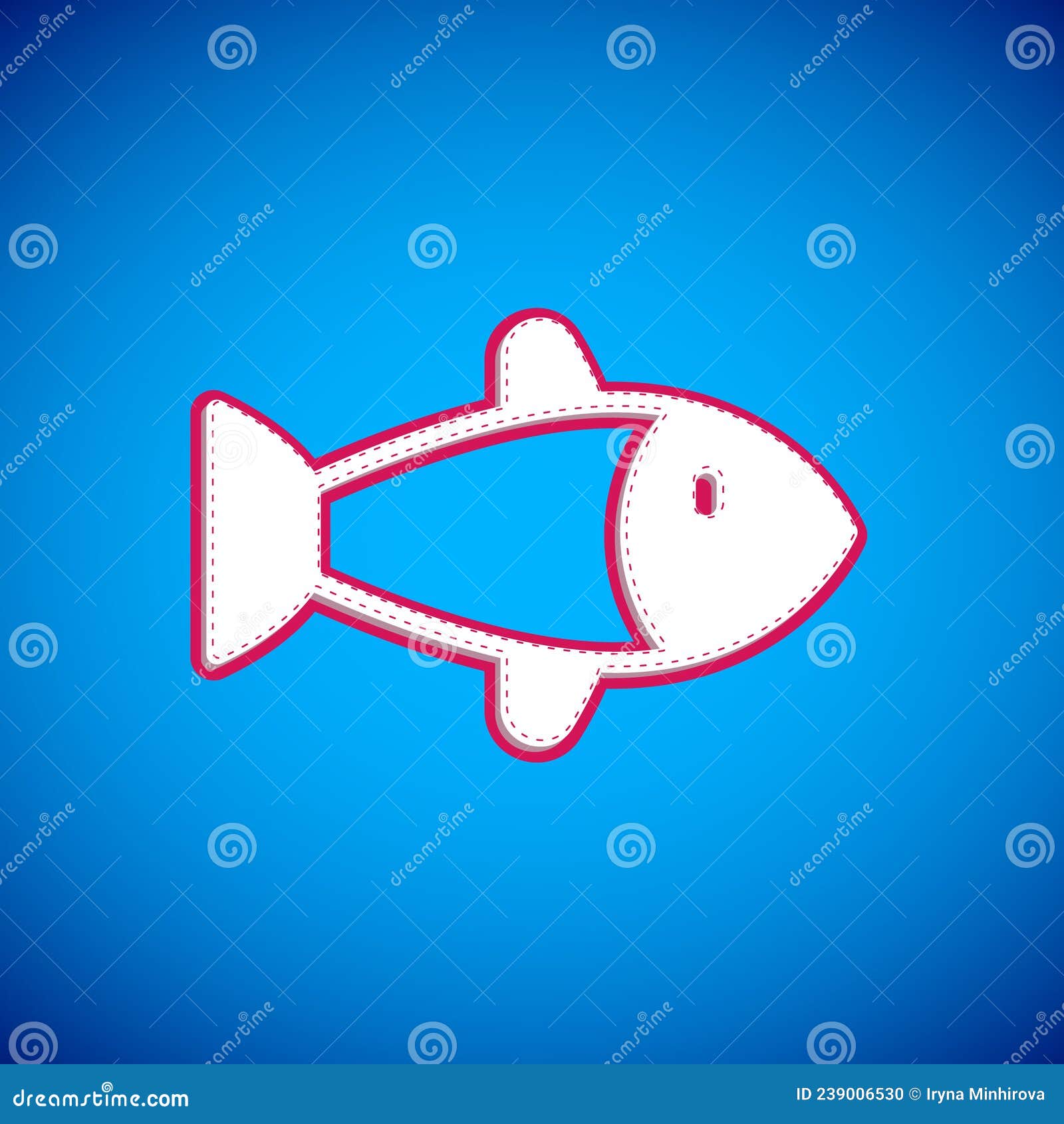 White Fish Icon Isolated on Blue Background. Vector Stock Vector ...