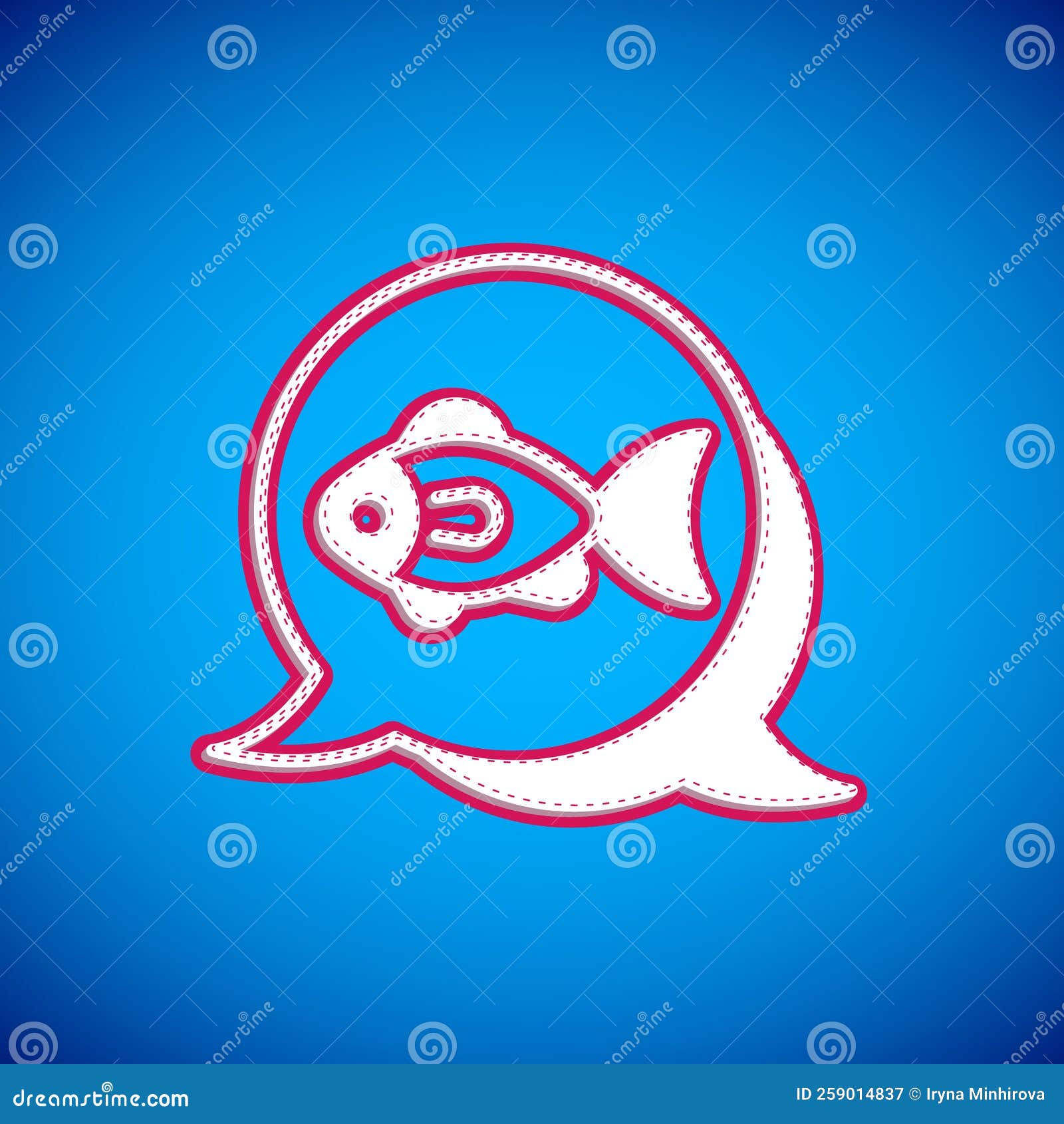 White Fish Icon Isolated on Blue Background. Vector Stock Illustration ...