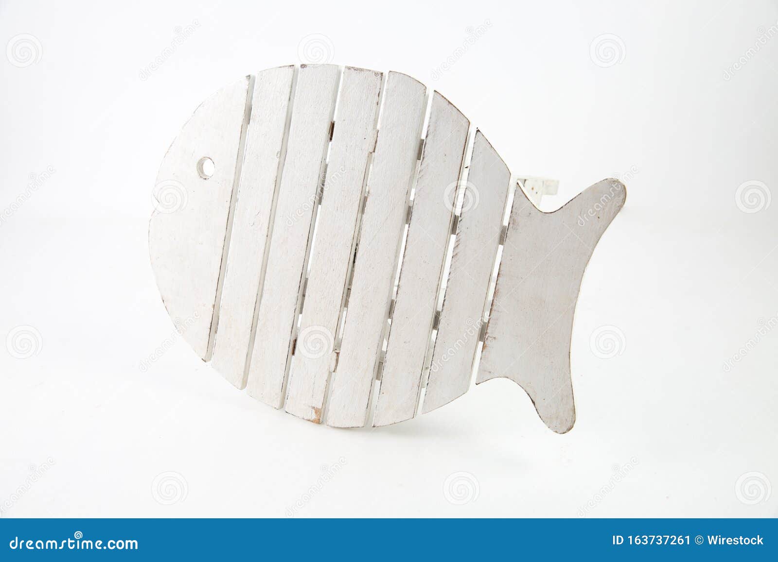 White Fish-shaped Outdoor Wooden Table Isolated on a White Background ...