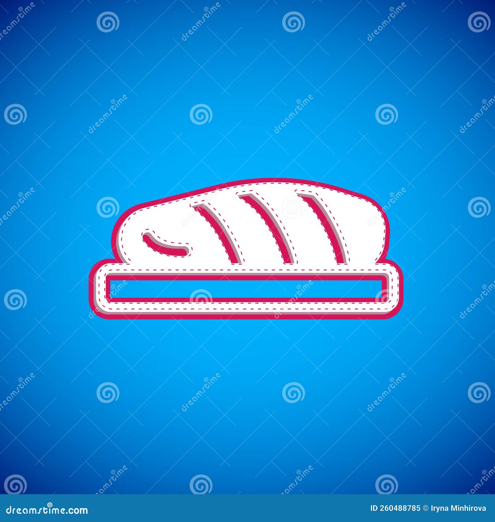 White Fish Steak Icon Isolated on Blue Background. Vector Stock Vector ...